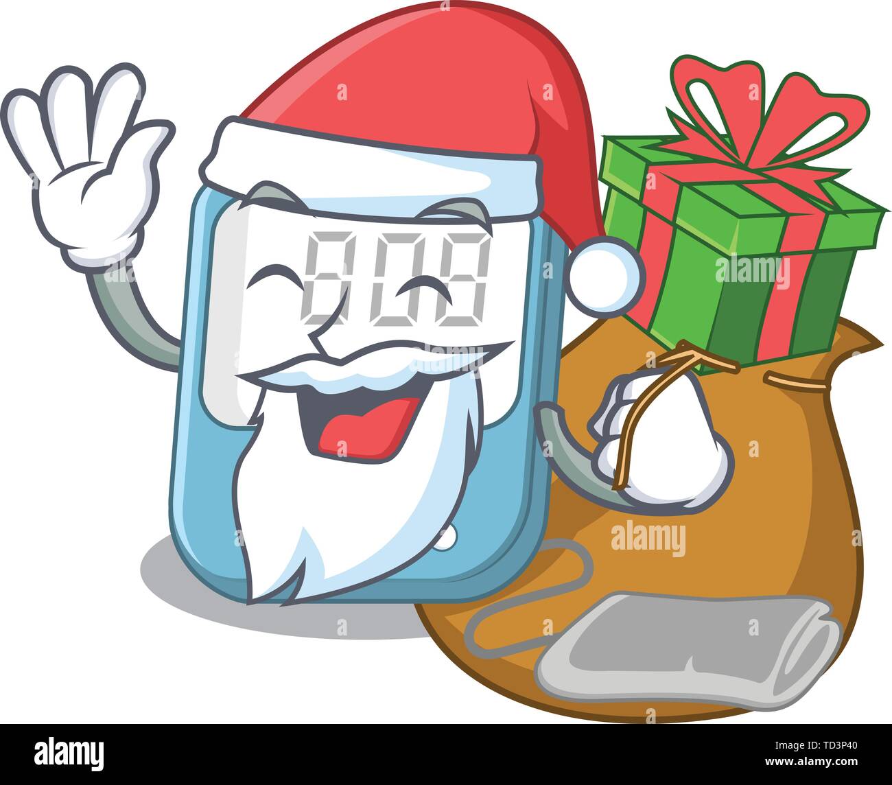 Santa with gift blood pressure toy above cartoon table Stock Vector ...