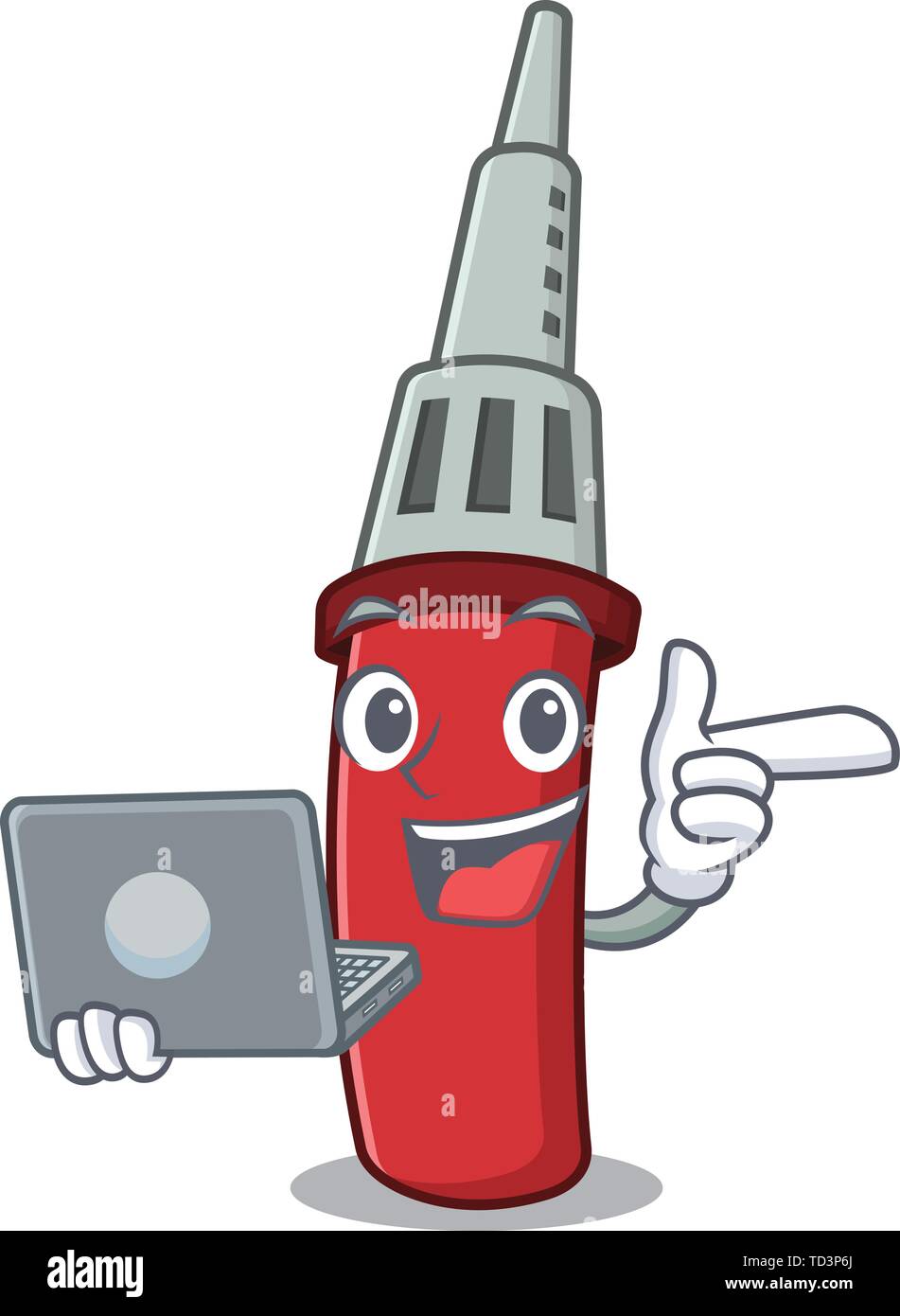 With laptop solderin iron in cartoon mechanical box Stock Vector Image ...