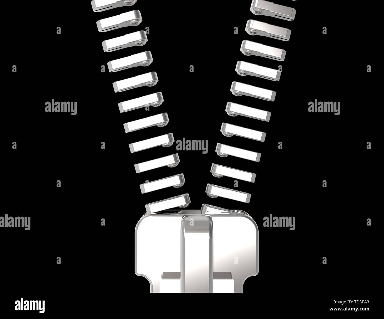 3d rendering of a zipper isolated on white studio background Stock ...