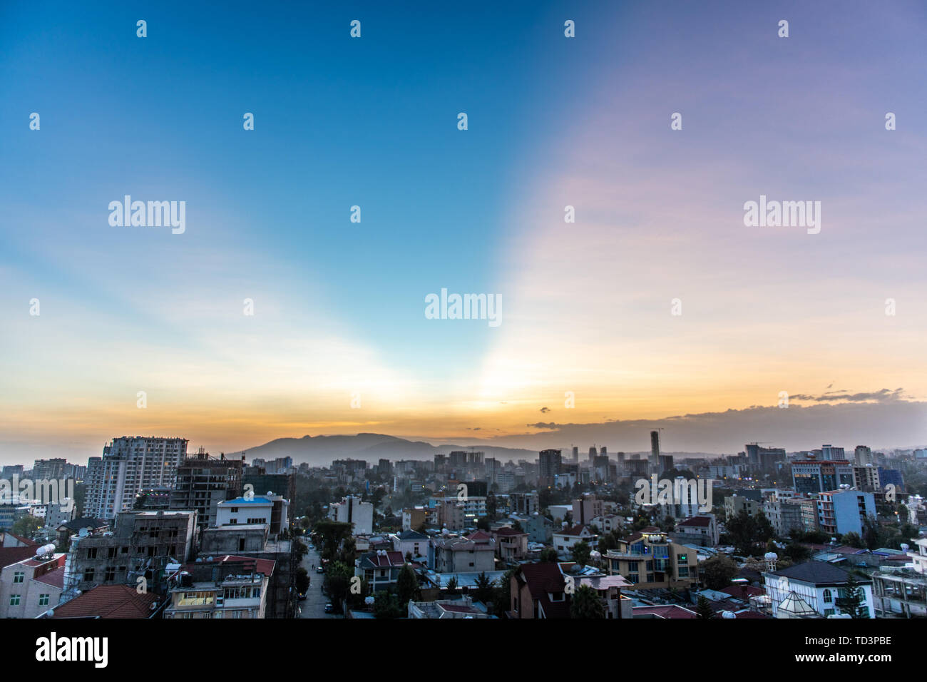 Sprawling skyline of the developing capitol of Ethiopia, Addis Ababa ...