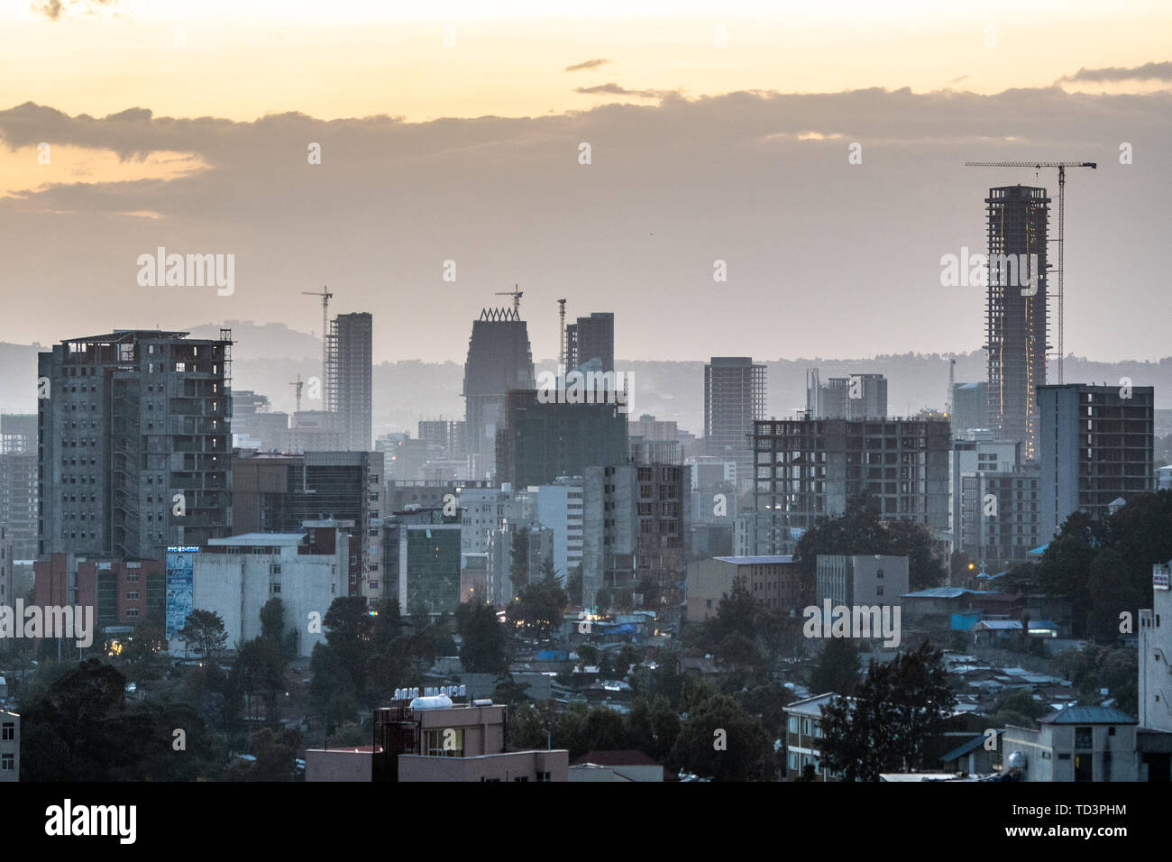 Skyscrapers and high-rises under construction, Addis Ababa, Ethiopia ...