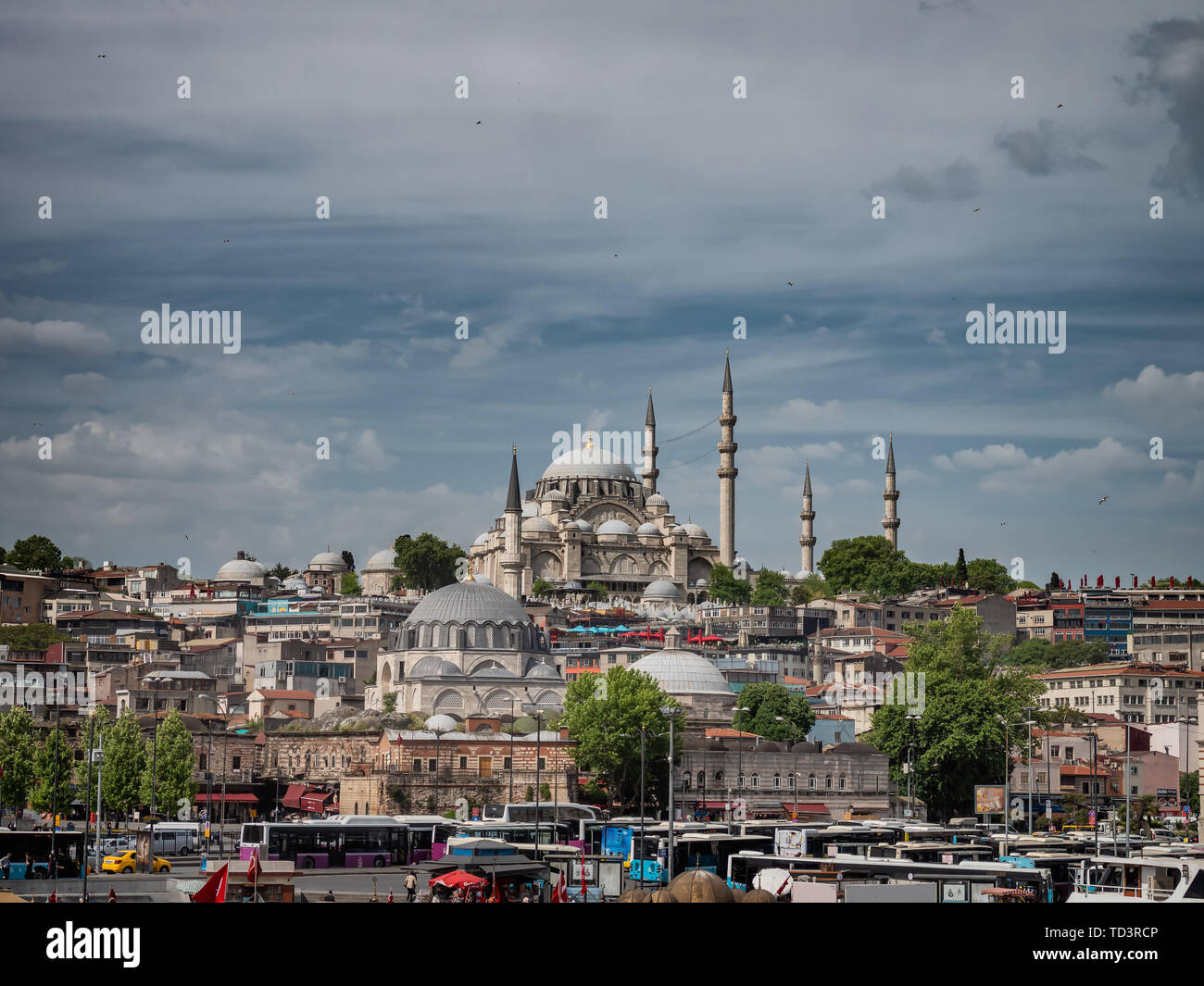 Suleiman Mosque in Istanbul seen from the waterfront, Turkey Stock ...
