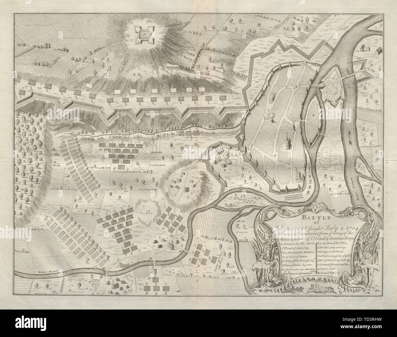 Battle of Donawert, July 2, 1704. Schellenberg/Donauwörth. DU BOSC 1736 ...