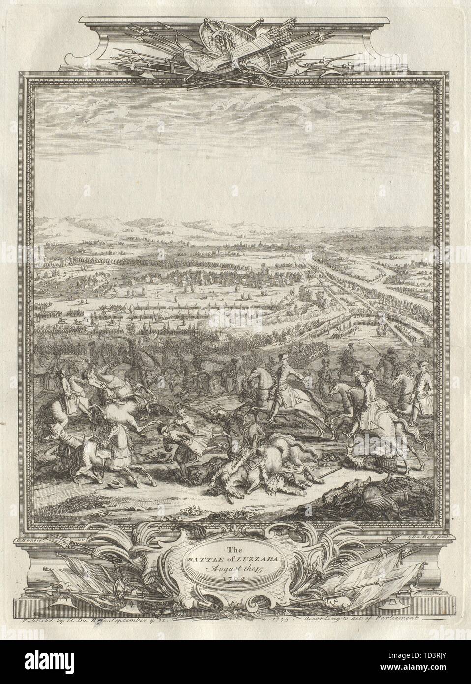 The Battle of Luzzara August the 15, 1702. Reggio Emilia, Italy 1736 ...