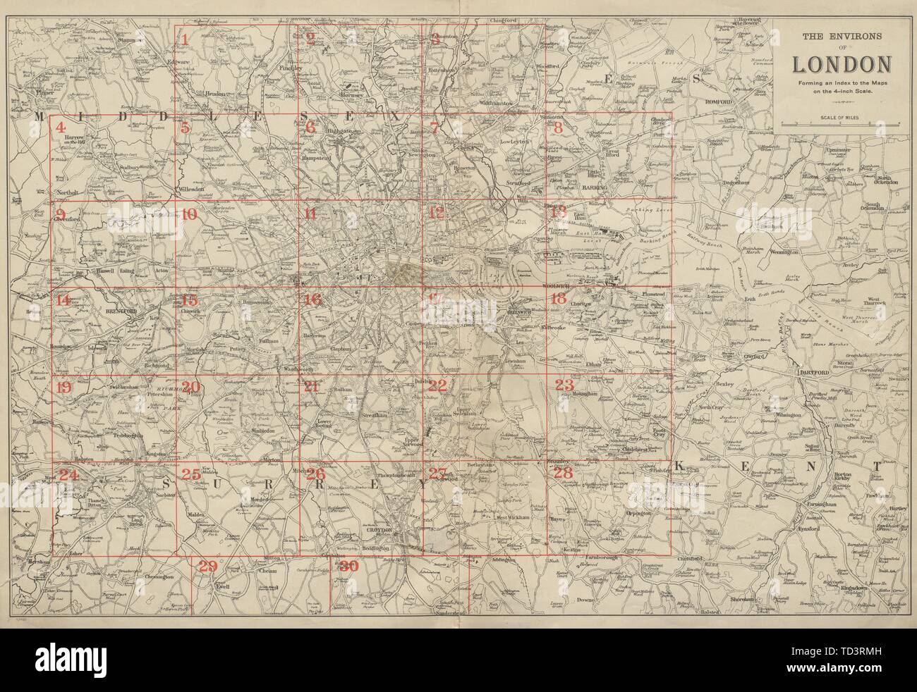 GREATER LONDON ENVIRONS. General Index map to detailed maps. BACON 1900 ...