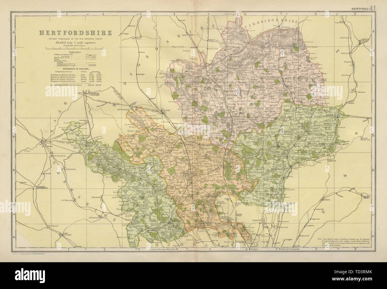 HERTFORDSHIRE. County map. Parliamentary constituencies. Railways ...