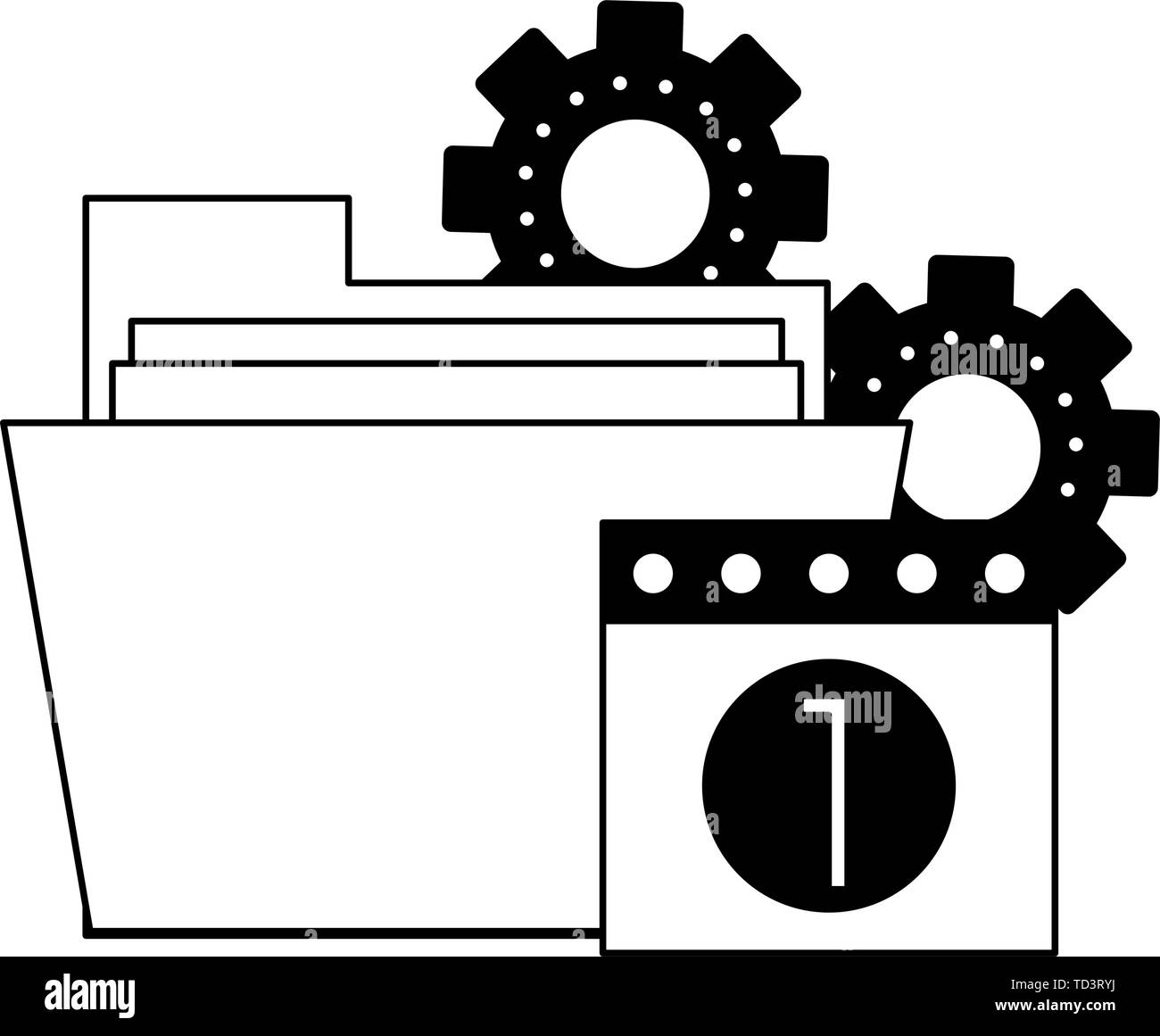 Technical support technology in black and white Stock Vector Image ...