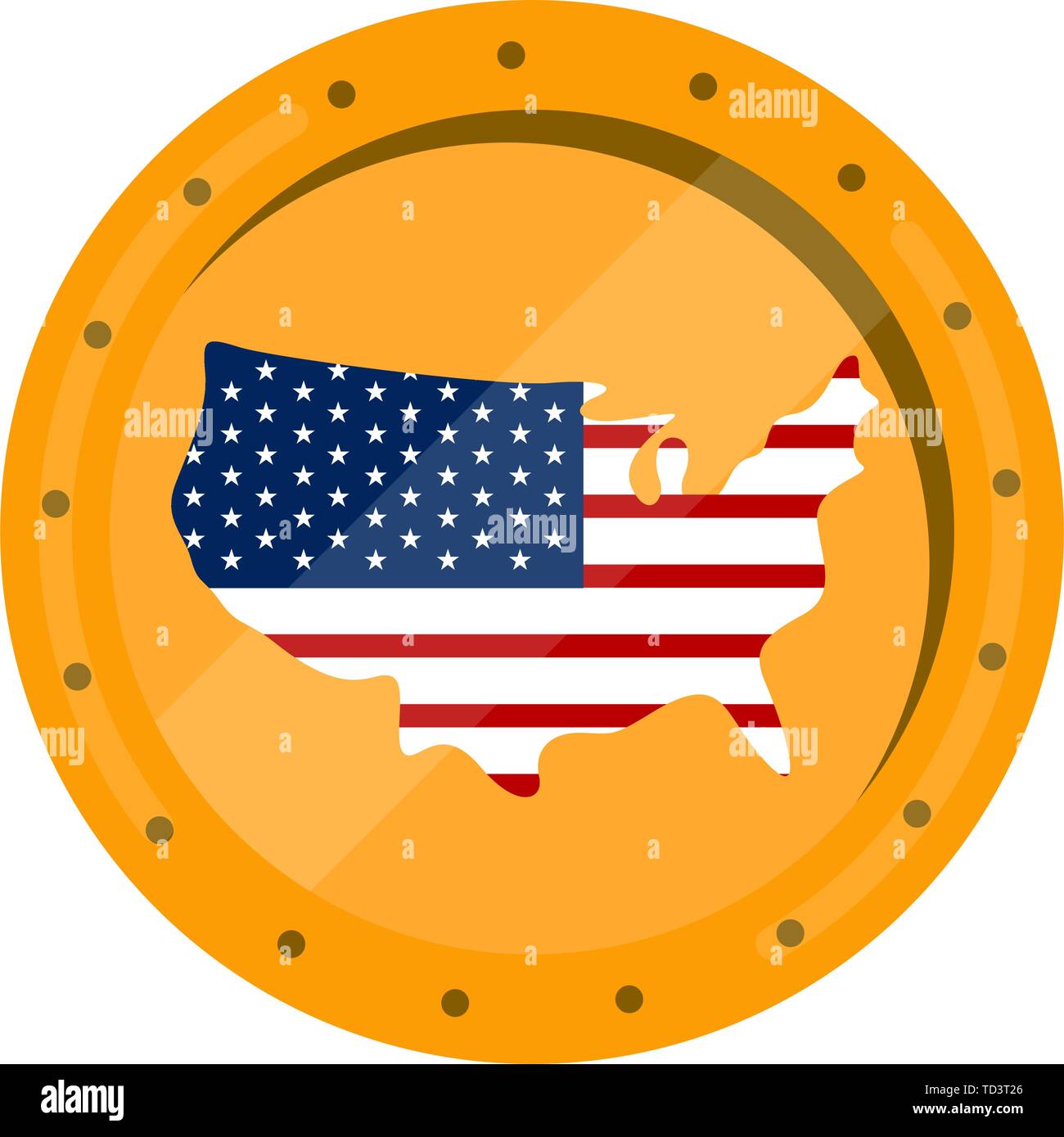 Map with flag of Unites States in a golden coin - Vector Stock Vector ... Map with flag of Unites States in a golden coin - Vector Stock Vector ...