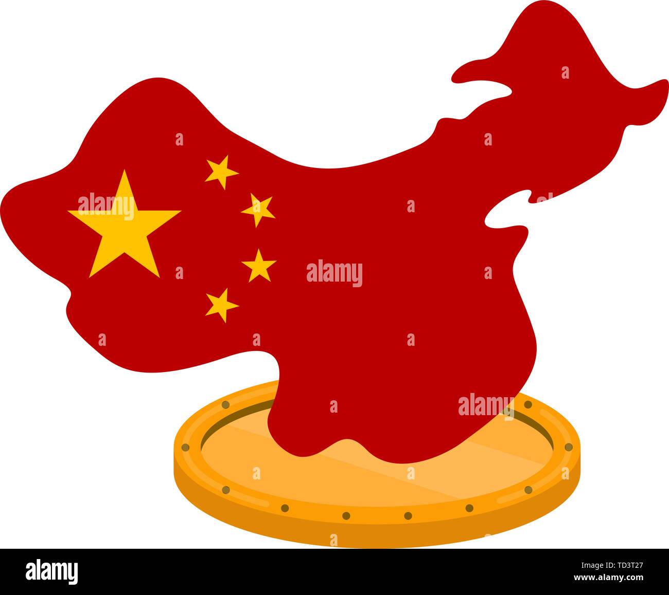 China flag in map shape on a golden coin - Vector Stock Vector Image ...