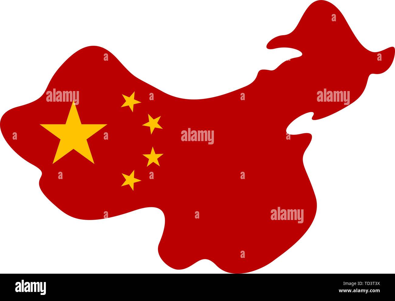 China flag in map shape over white background - Vector Stock Vector ...
