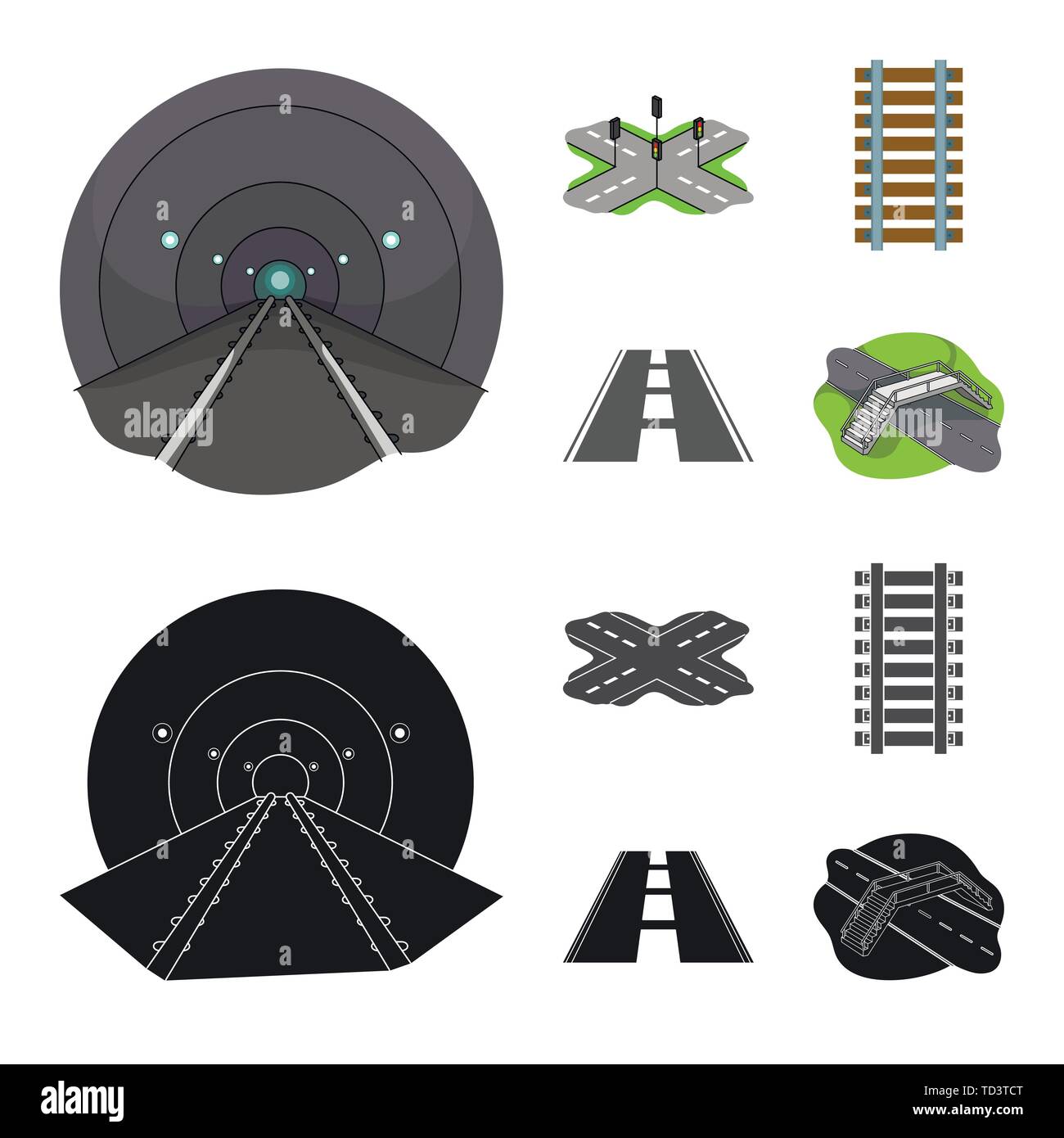 Isolated object of road and street symbol. Set of road and highway ...