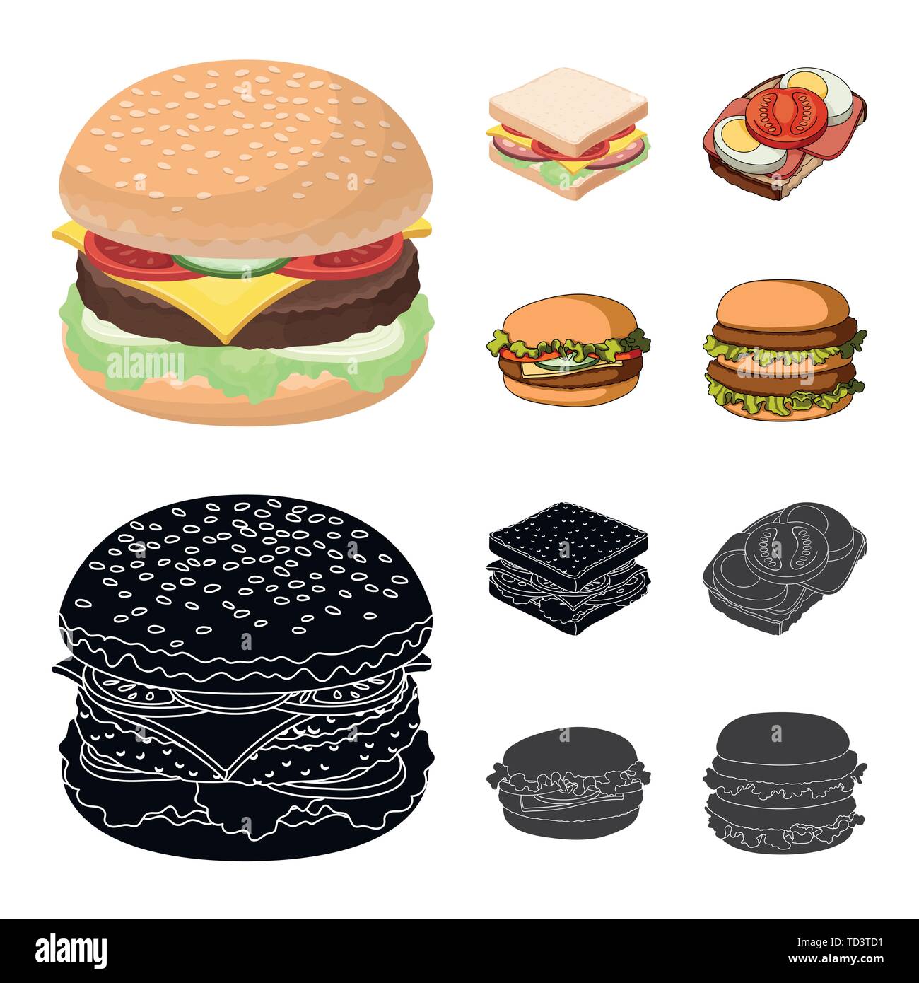 Vector illustration of sandwich and wrap symbol. Set of sandwich and ...