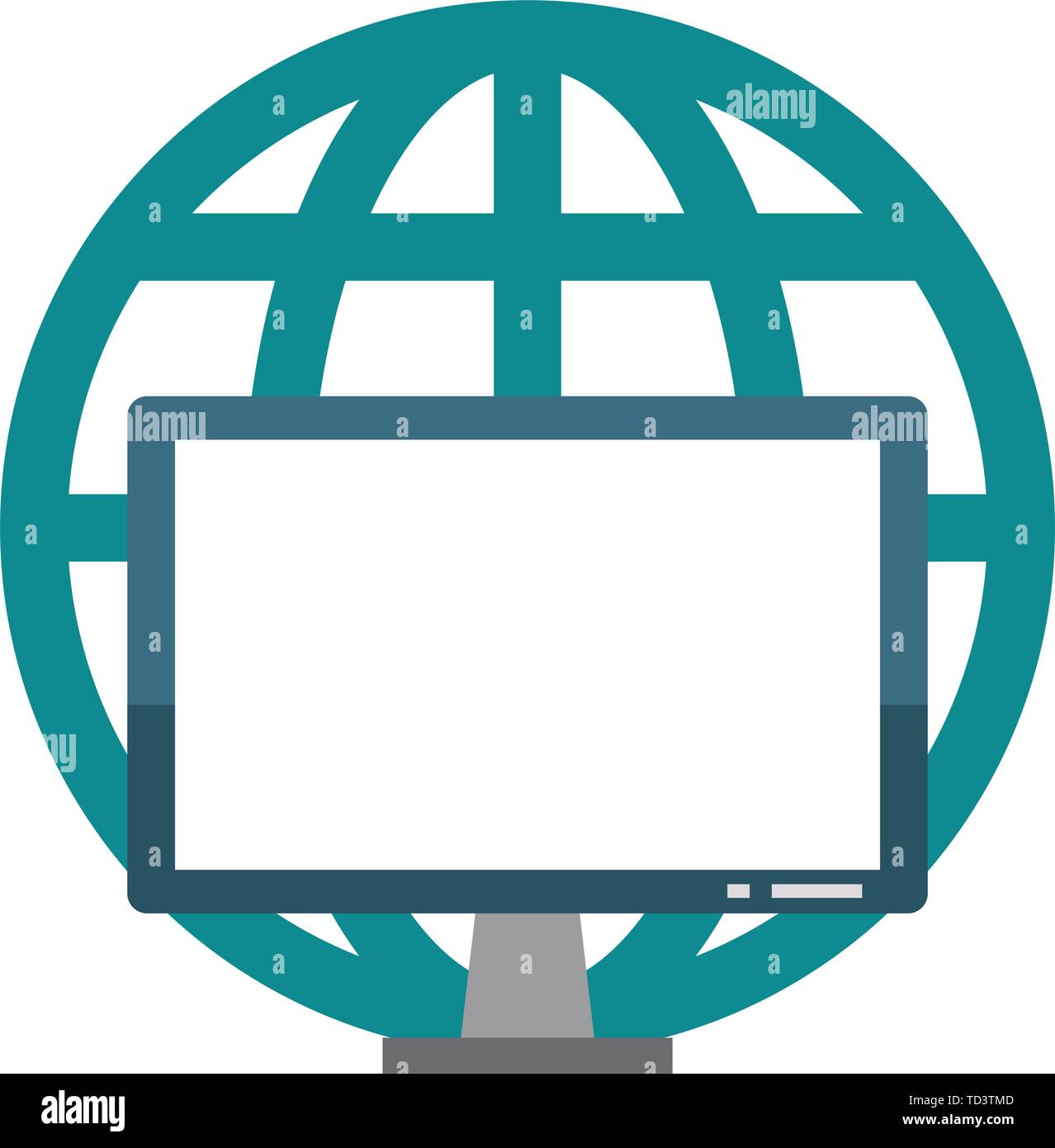 Computer hardware screen with global sphere symbol Stock Vector Image ...