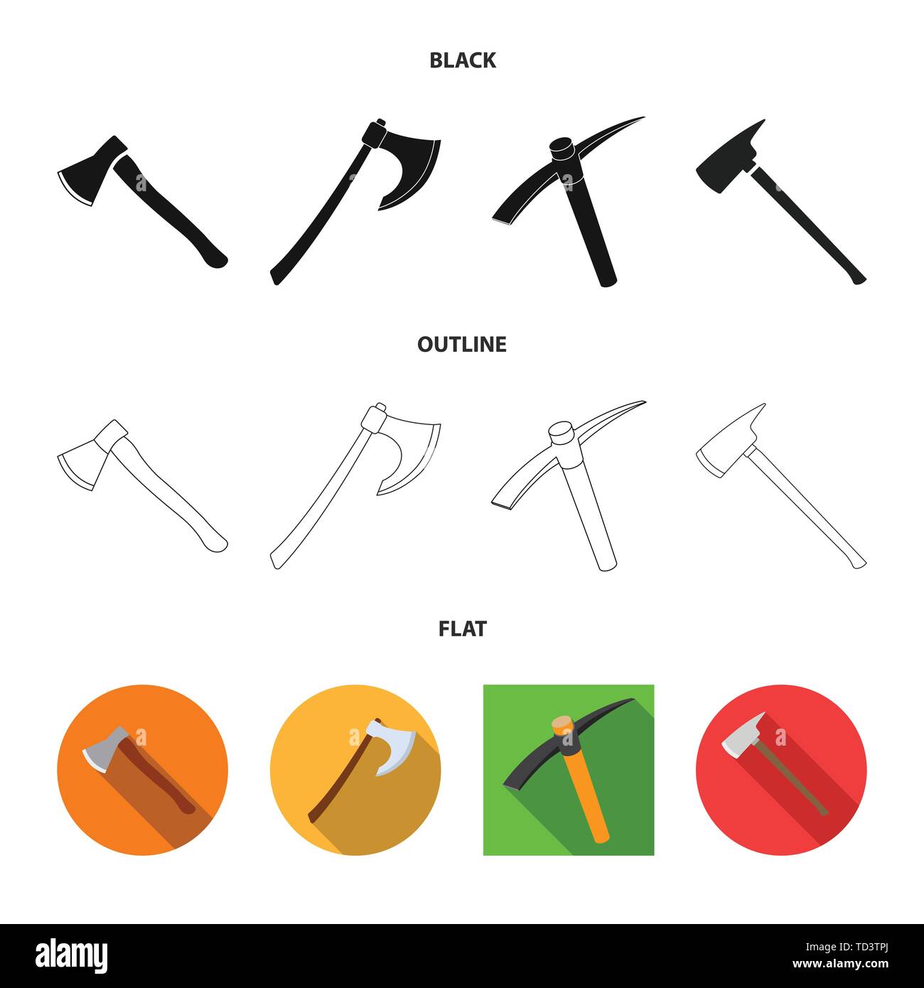 Vector illustration of ax and hammer symbol. Collection of ax and ...