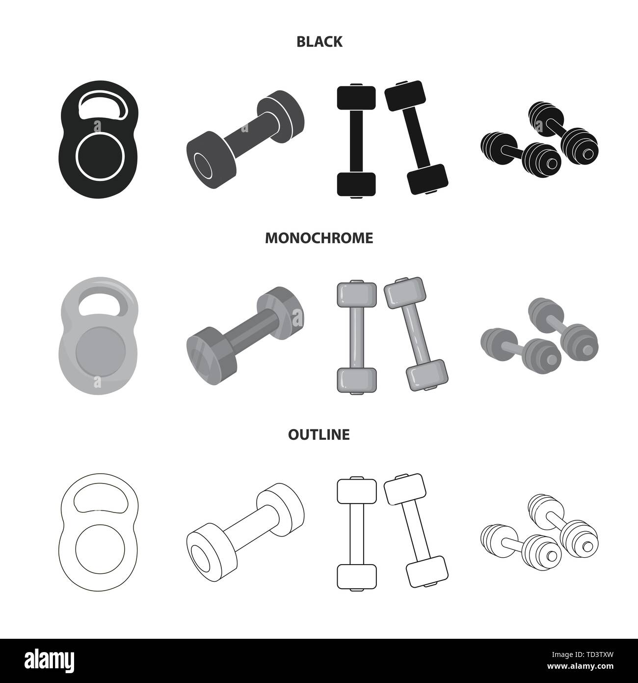 Vector design of weight and lifting sign. Set of weight and exercise ...