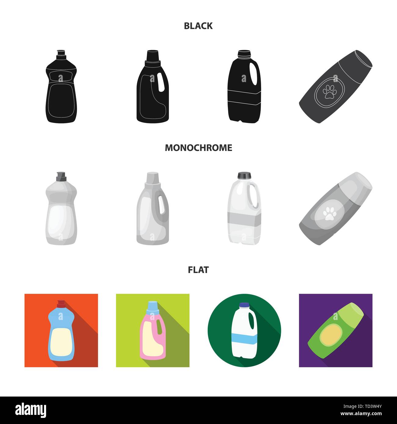 Vector illustration of plastic and container sign. Set of plastic and ...