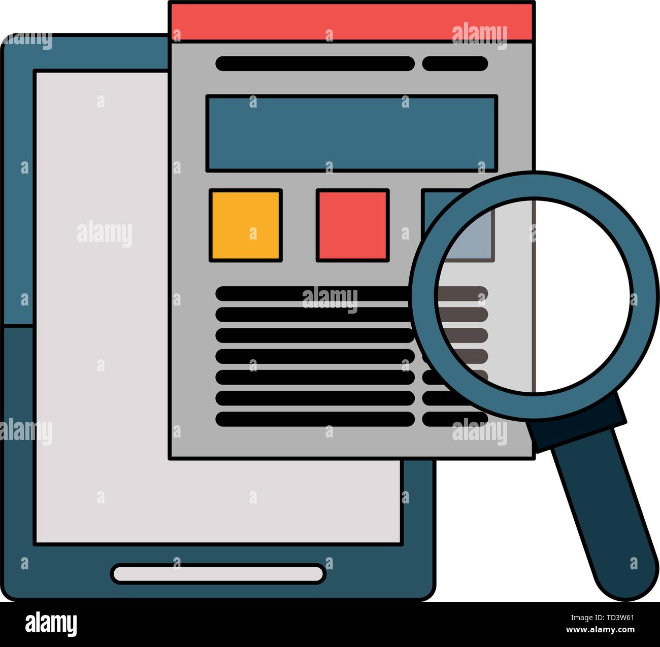 Tablet with website and magnifying glass Stock Vector Image & Art - Alamy