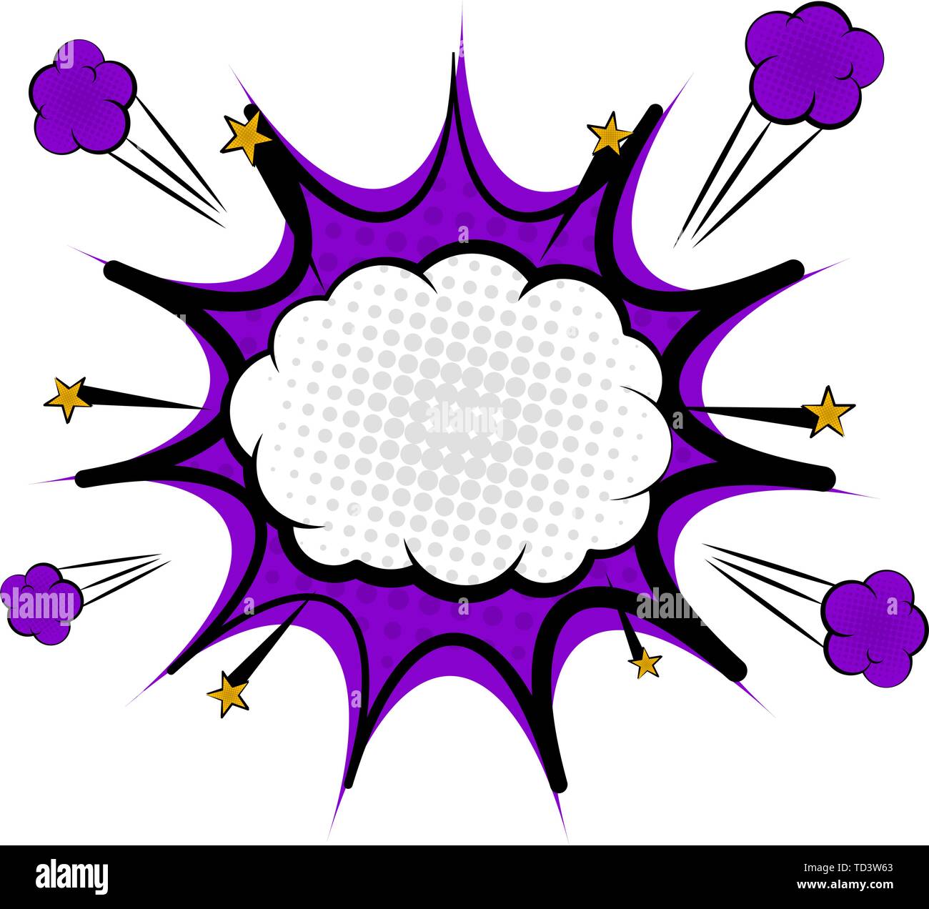 Comic bubble chat with explosion effect and cloud inside - Vector Stock ...