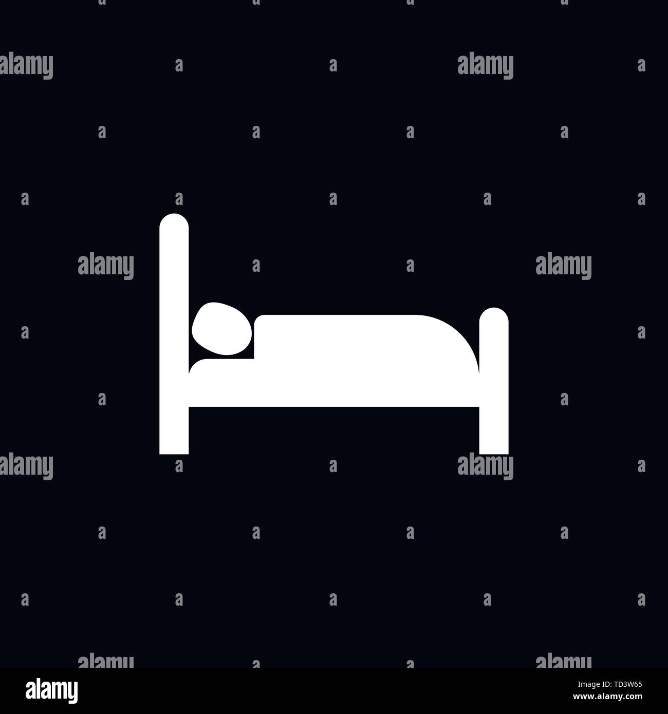 Bed Icon vector. Simple flat symbol. Black pictogram illustration on ...