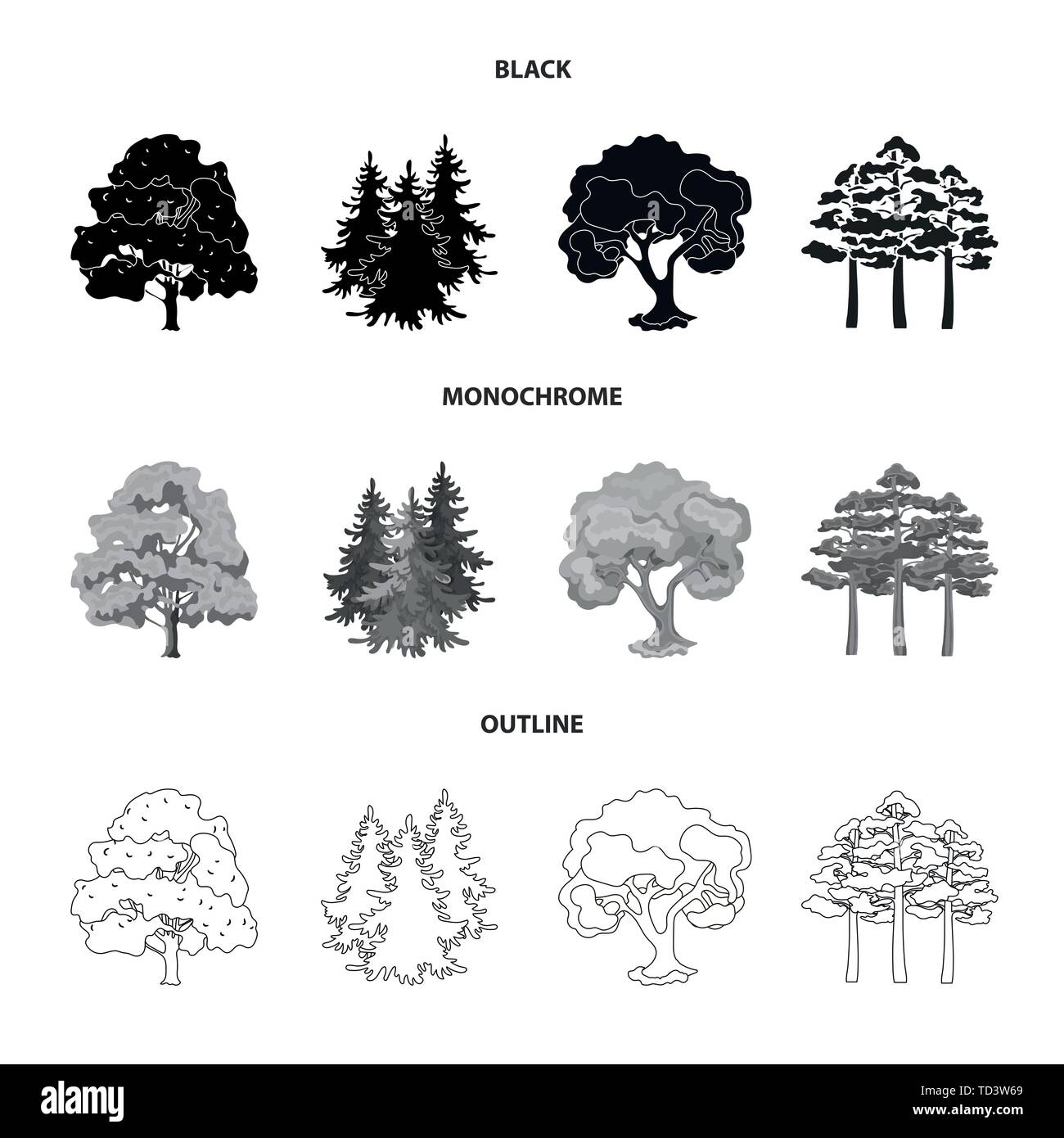 Vector illustration of tree and forest logo. Collection of tree and ...