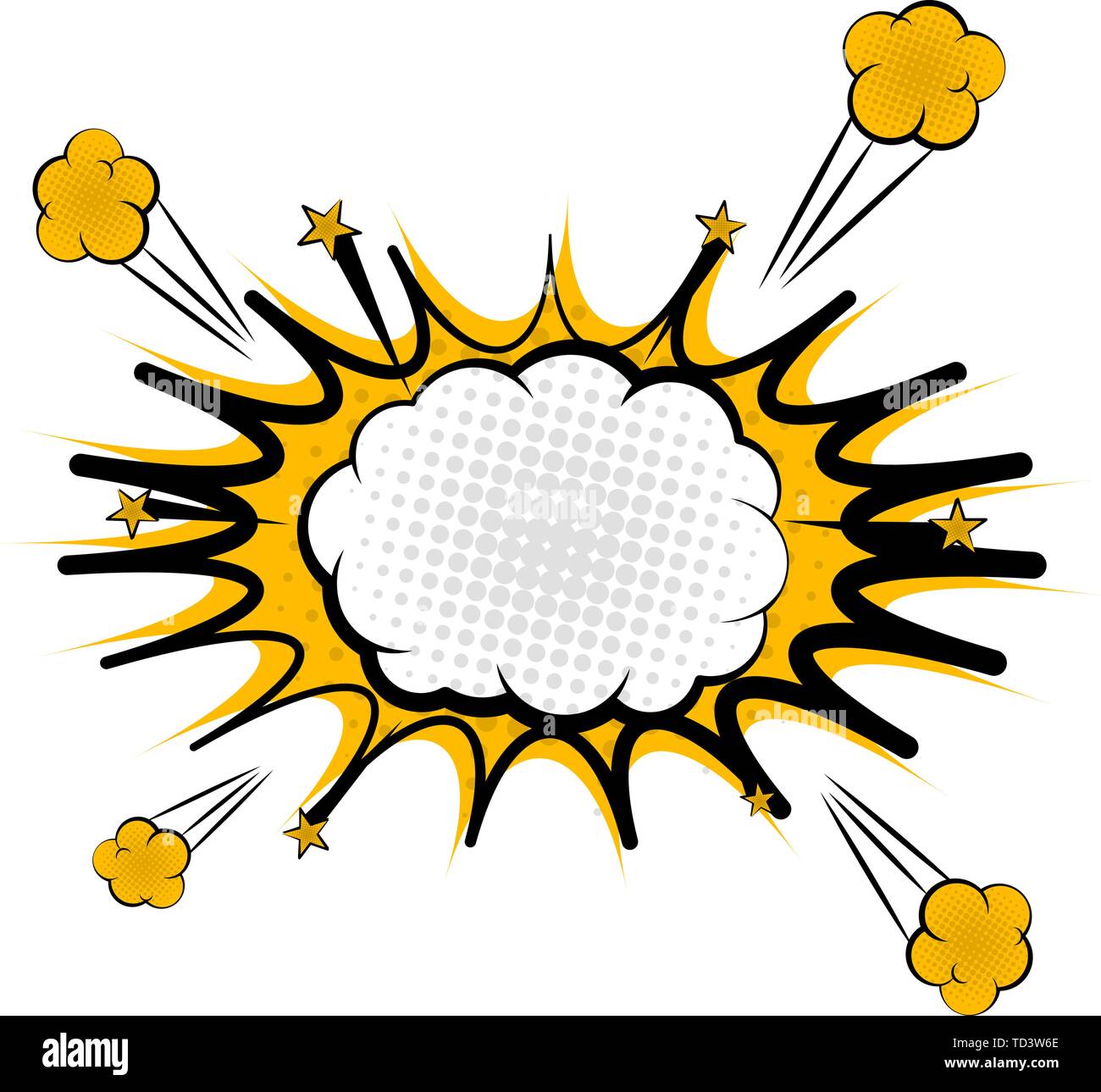 Comic bubble chat with explosion effect and cloud inside - Vector Stock ...