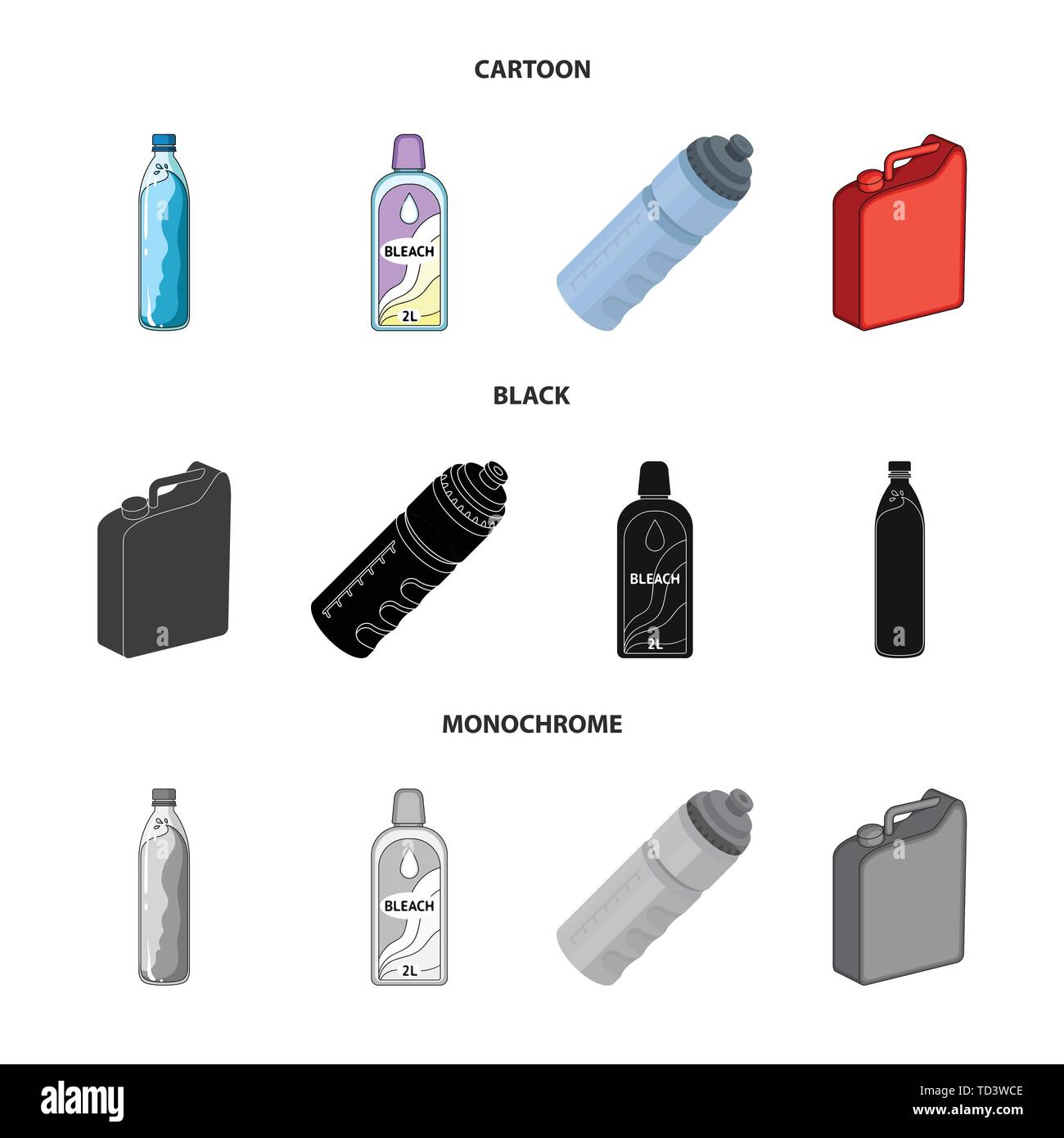 Vector illustration of plastic and container sign. Collection of ...