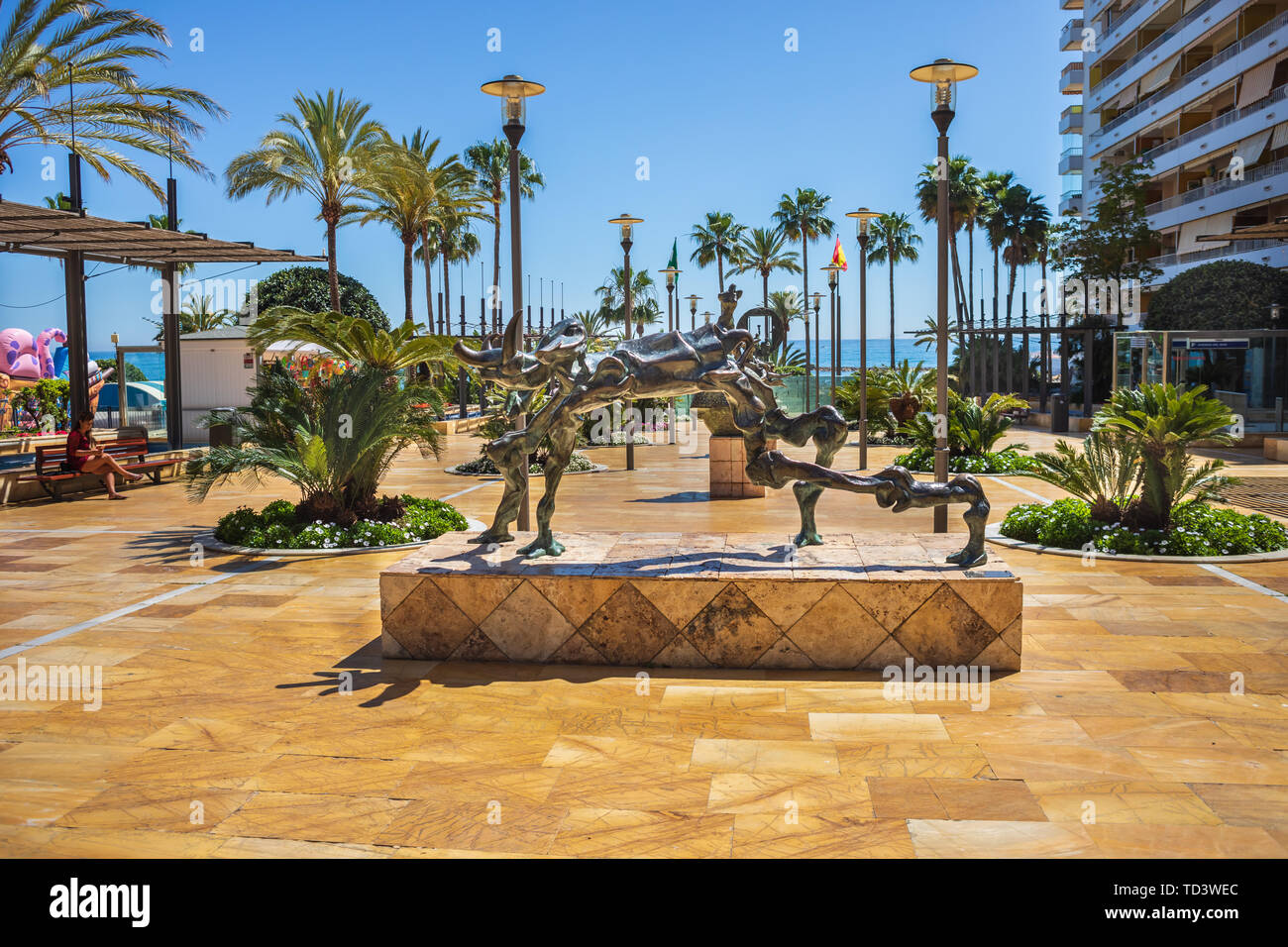 COSTA DEL SOL, SPAIN - CIRCA MAI, 2019: Salvador Dali sculptures on the ...