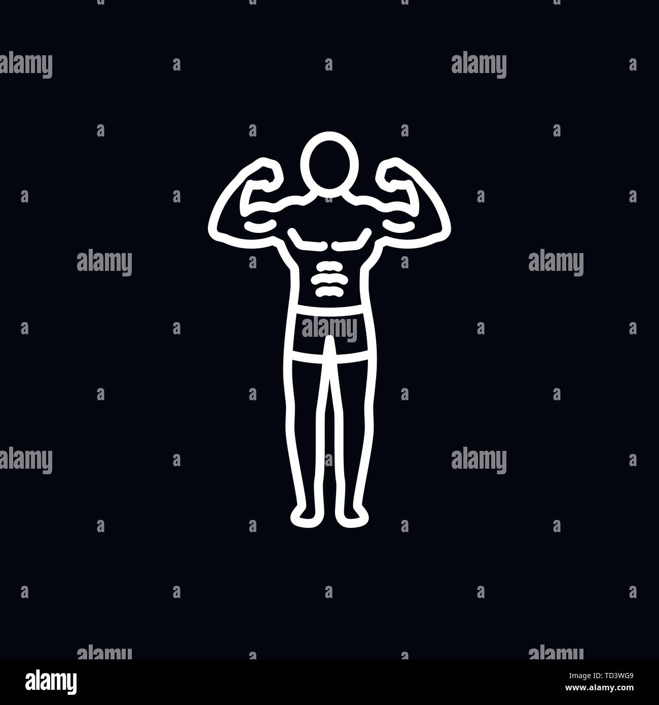 Bodybuilder icon, muscle sign. Vector illustration for web design ...