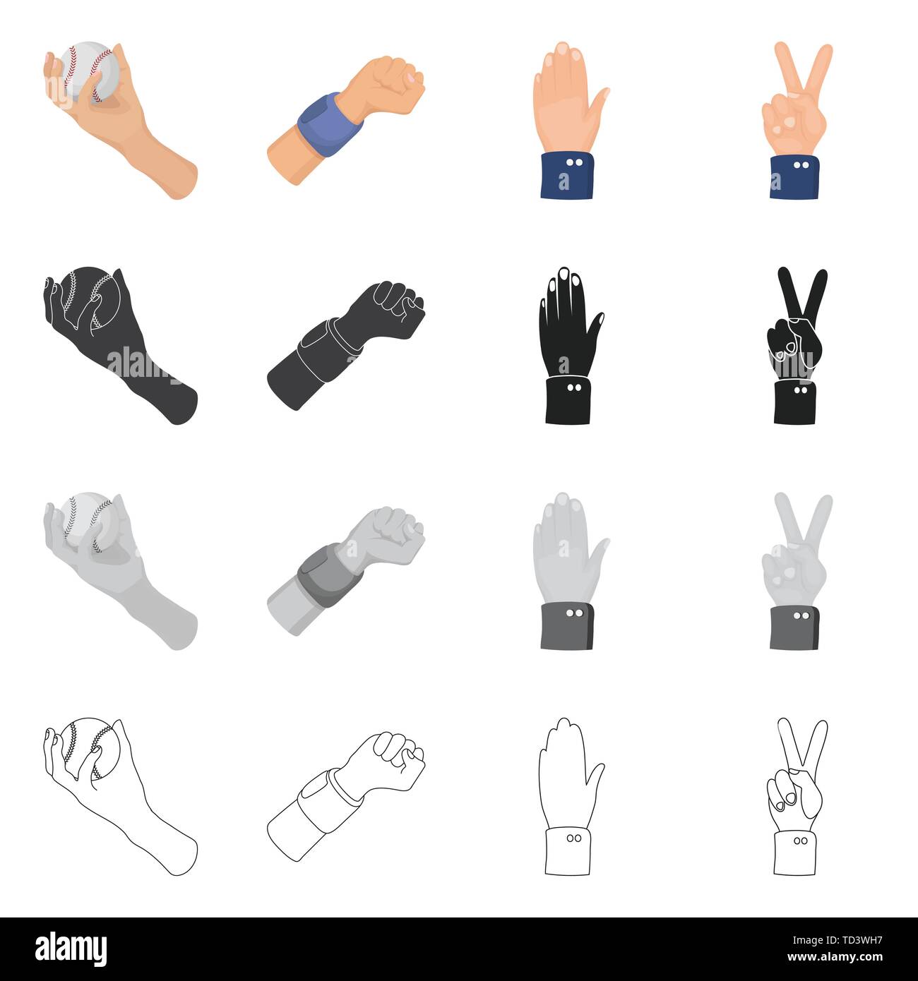 Vector design of animated and thumb sign. Set of animated and gesture ...