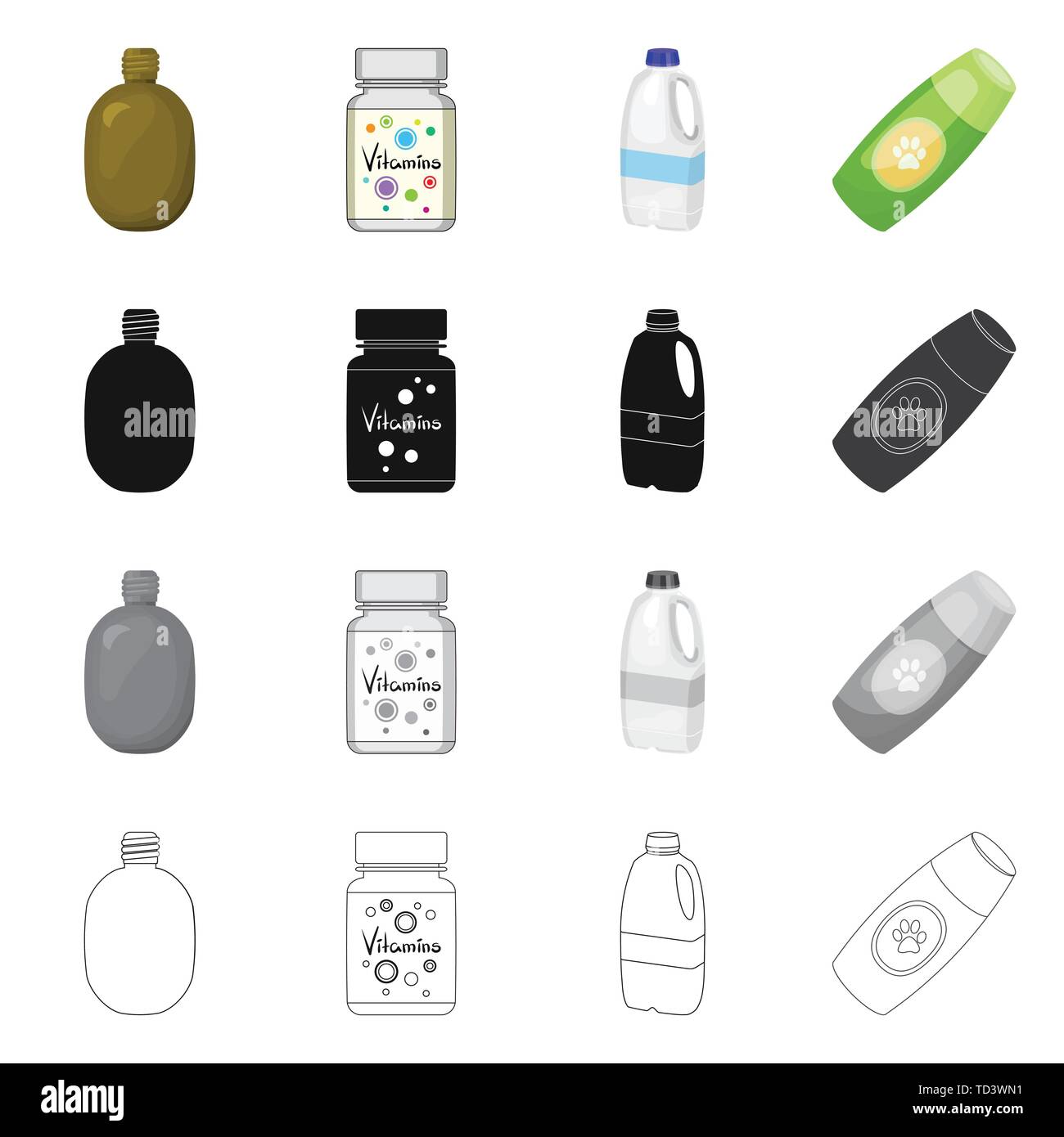 Vector illustration of plastic and container icon. Set of plastic and ...
