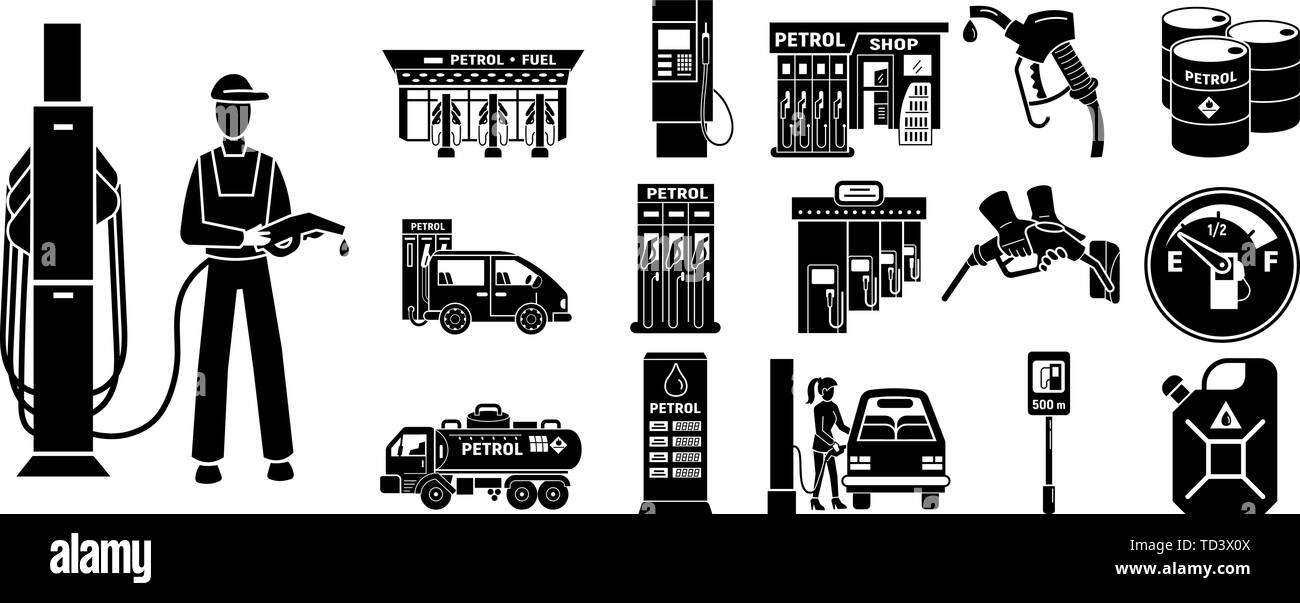 Petrol station icons set, simple style Stock Vector Image & Art - Alamy