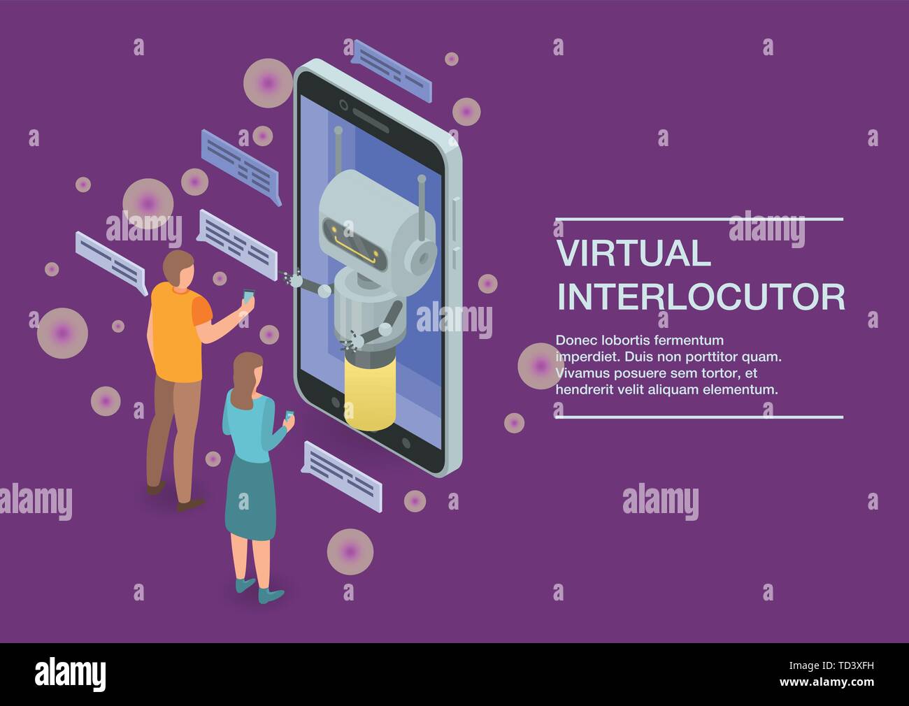 Virtual interlocutor concept banner, isometric style Stock Vector Image ...