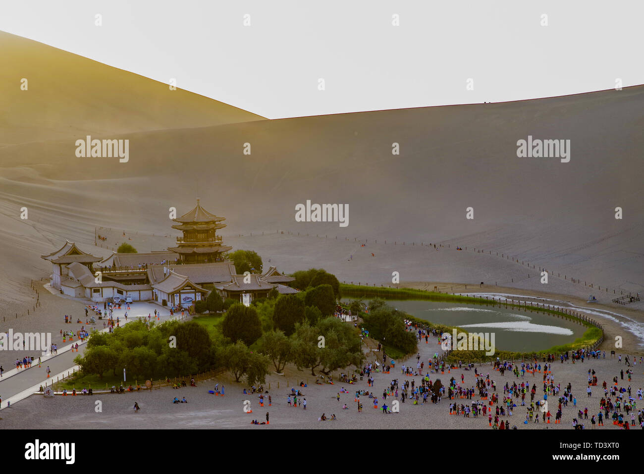 Dunhuang crescent spring, sunset Stock Photo - Alamy