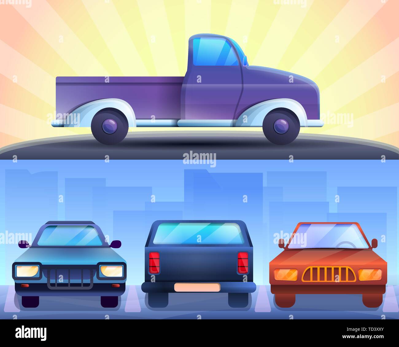 Pickup banner set. Cartoon illustration of pickup vector banner set for ...