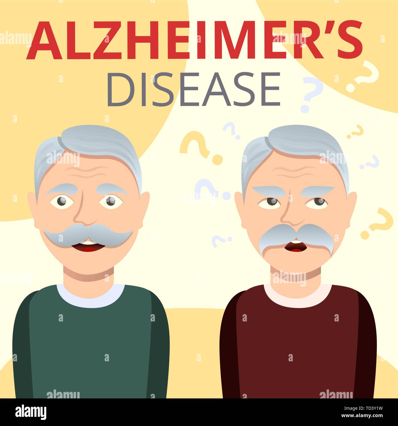 Alzheimers disease concept background. Cartoon illustration of ...