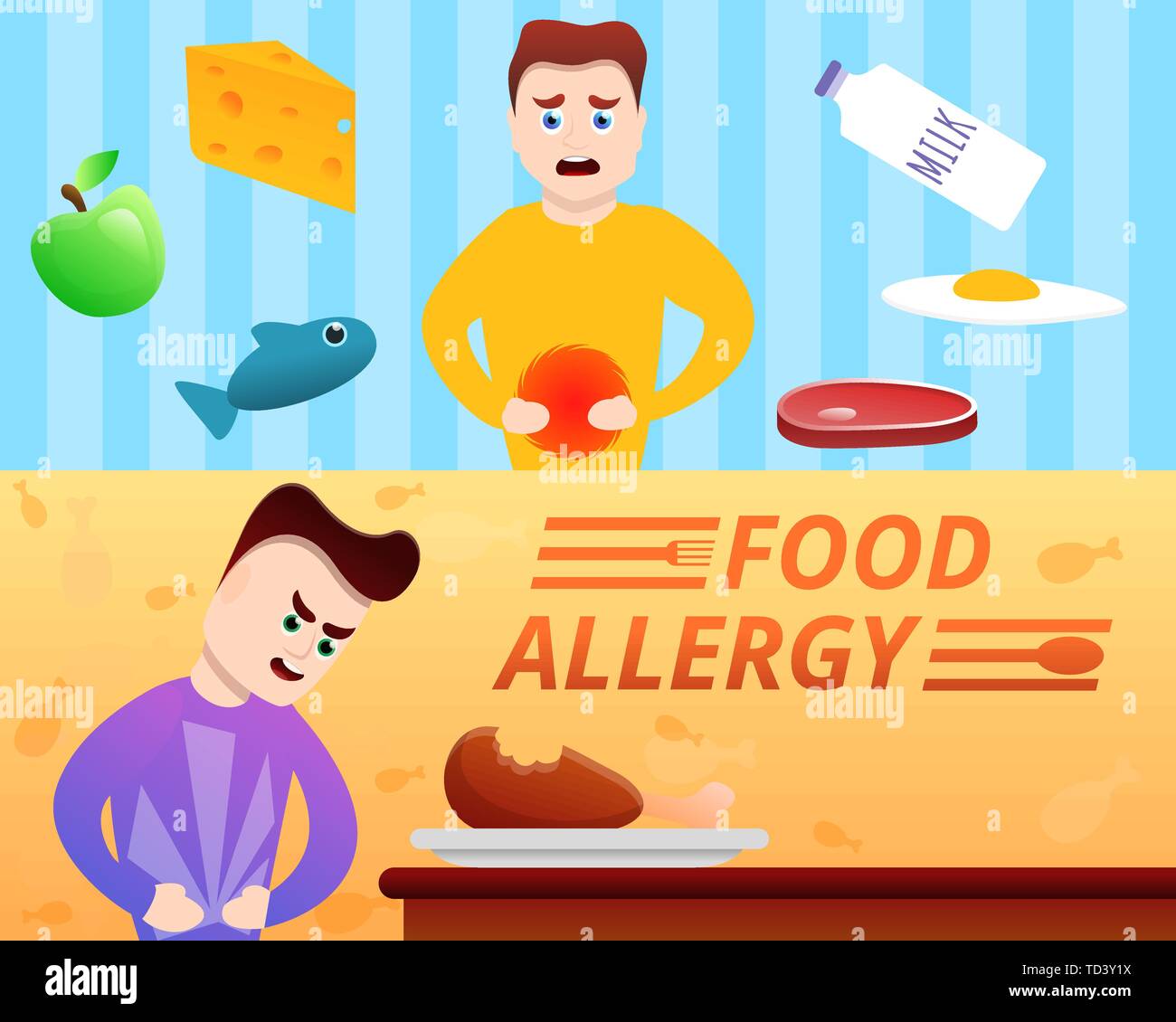 Food allergy banner set. Cartoon illustration of food allergy vector ...