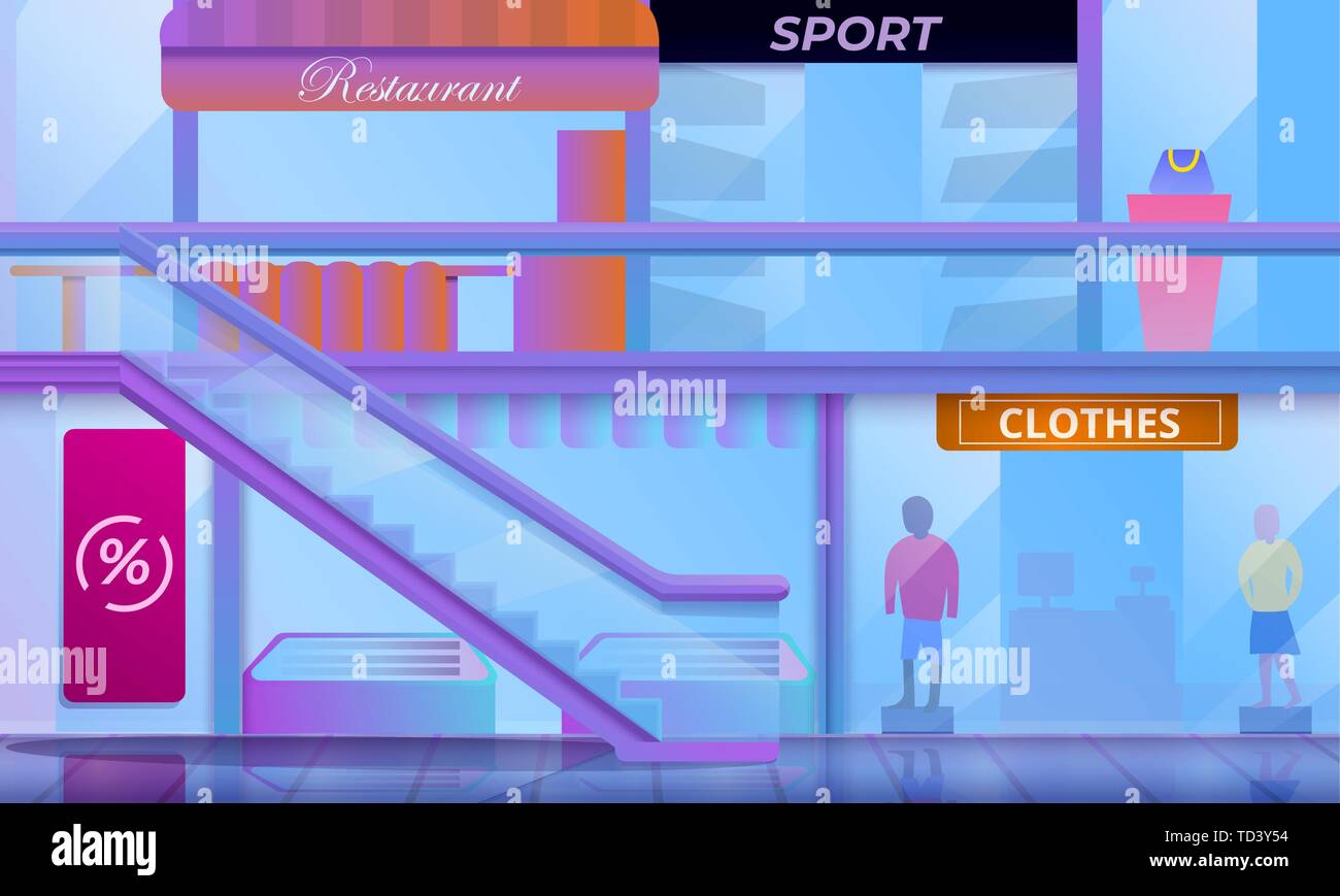 Mall concept banner. Cartoon illustration of mall vector concept banner ...