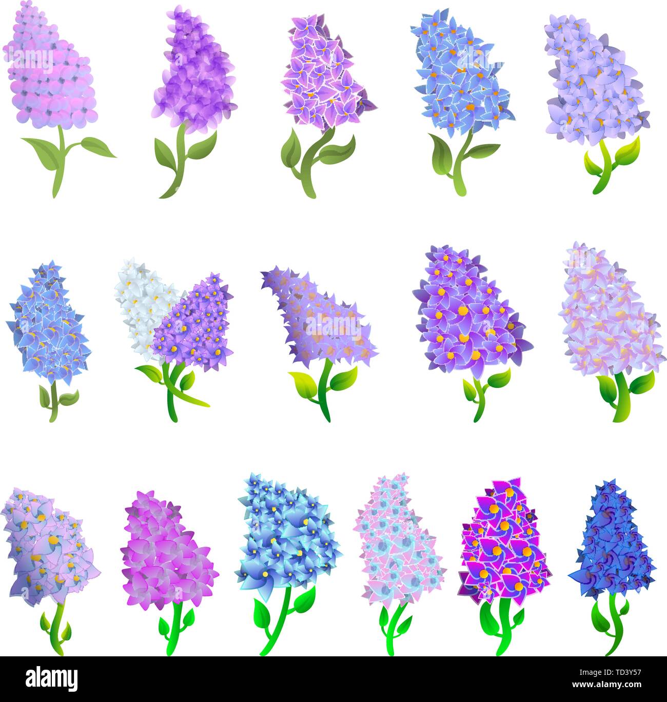 Lilac icons set. Cartoon set of lilac vector icons for web design Stock ...