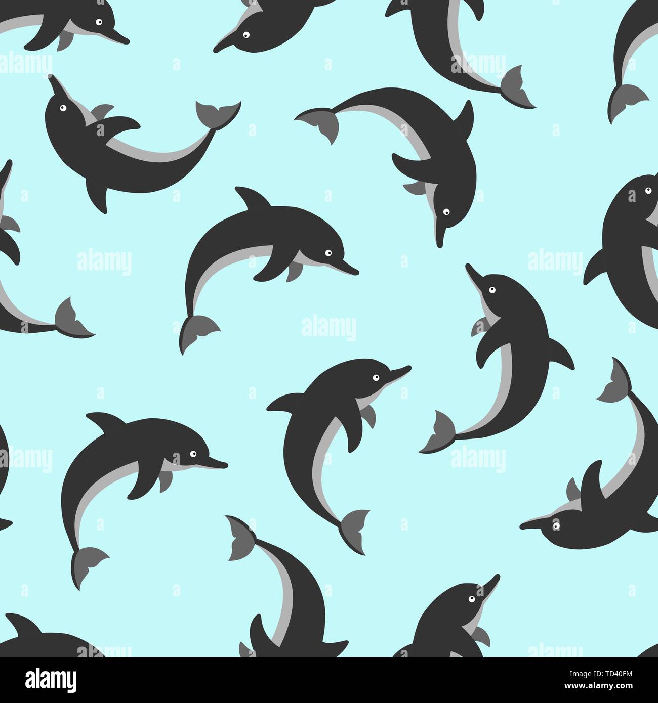 Seamless pattern with dolphins, blue background.Ideal for textiles ...