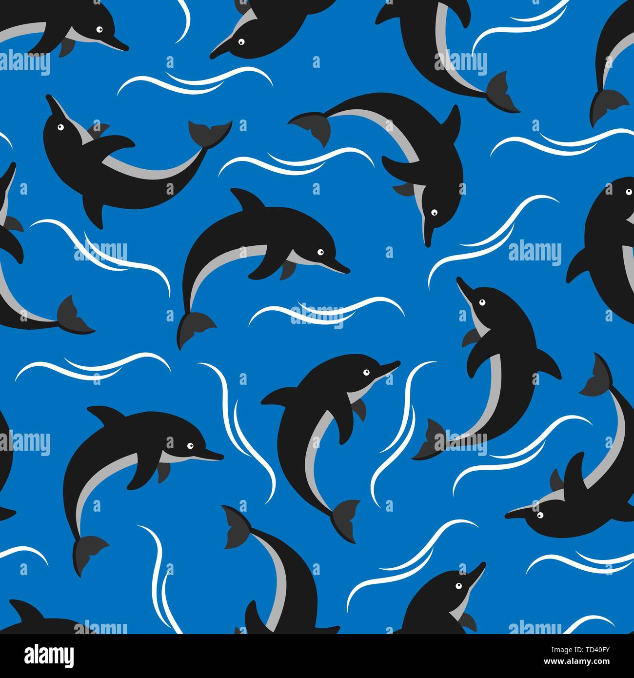 Seamless pattern with dolphins on the waves. Ideal for textiles ...