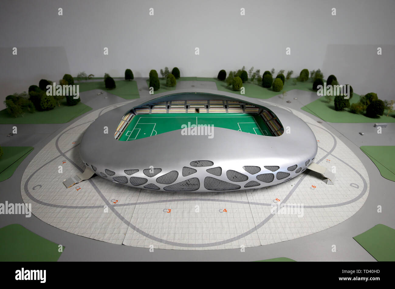 A model of the ground before the UEFA Euro 2020 Qualifying, Group C ...