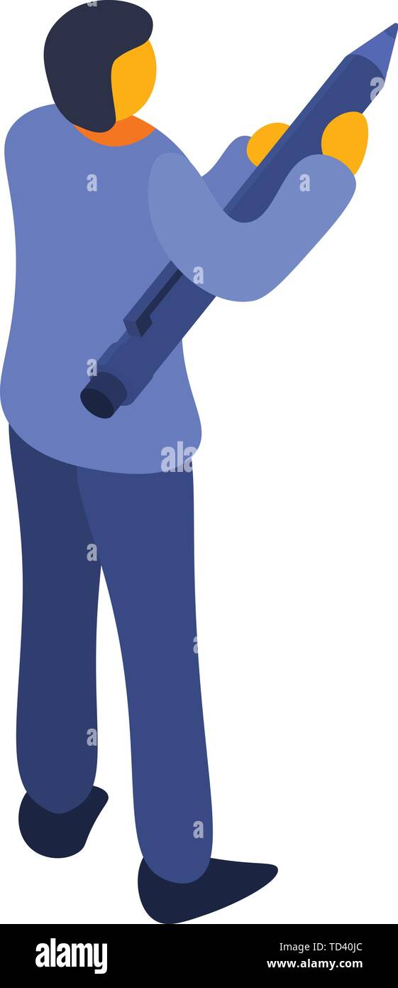 Man take big pen icon, isometric style Stock Vector Image & Art - Alamy