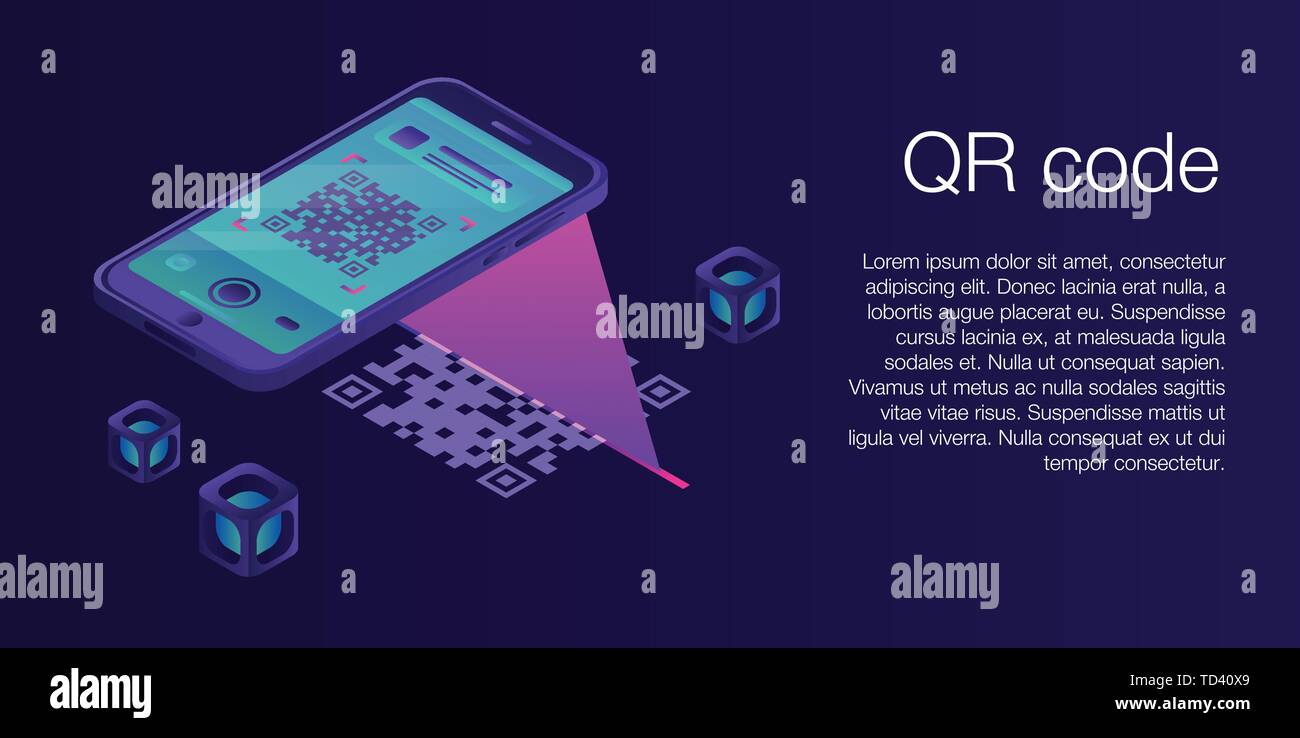 Qr code concept banner, isometric style Stock Vector Image & Art - Alamy