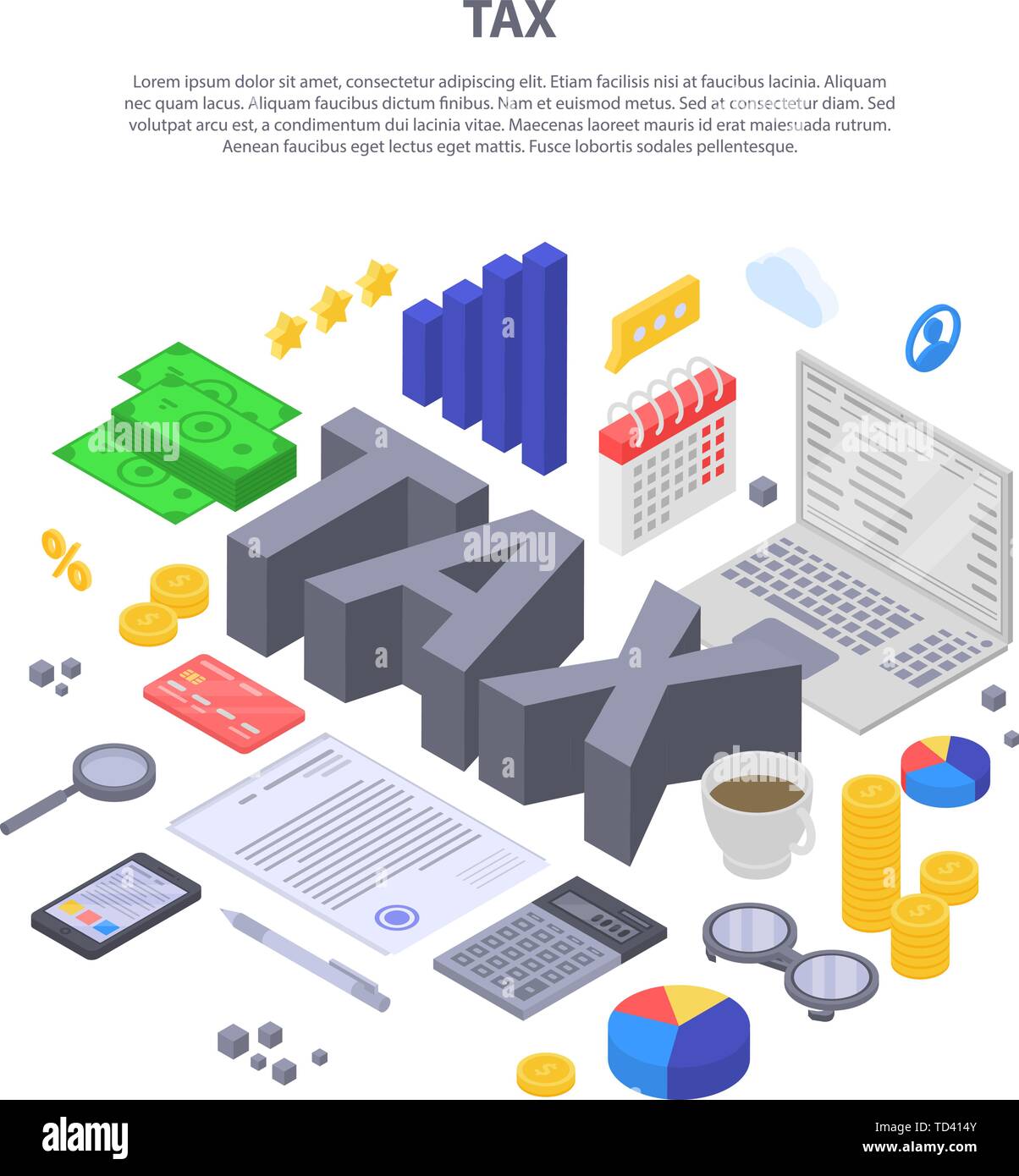 Tax concept banner, isometric style Stock Vector Image & Art - Alamy