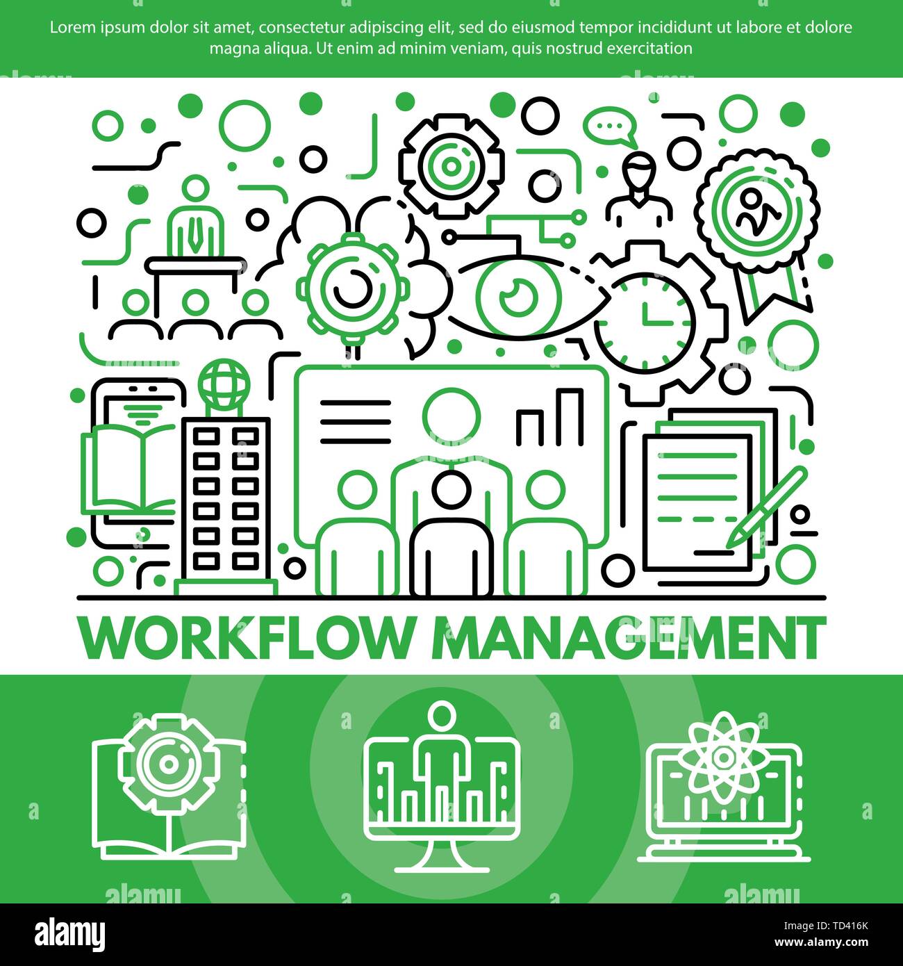 Workflow management concept background, outline style Stock Vector ...