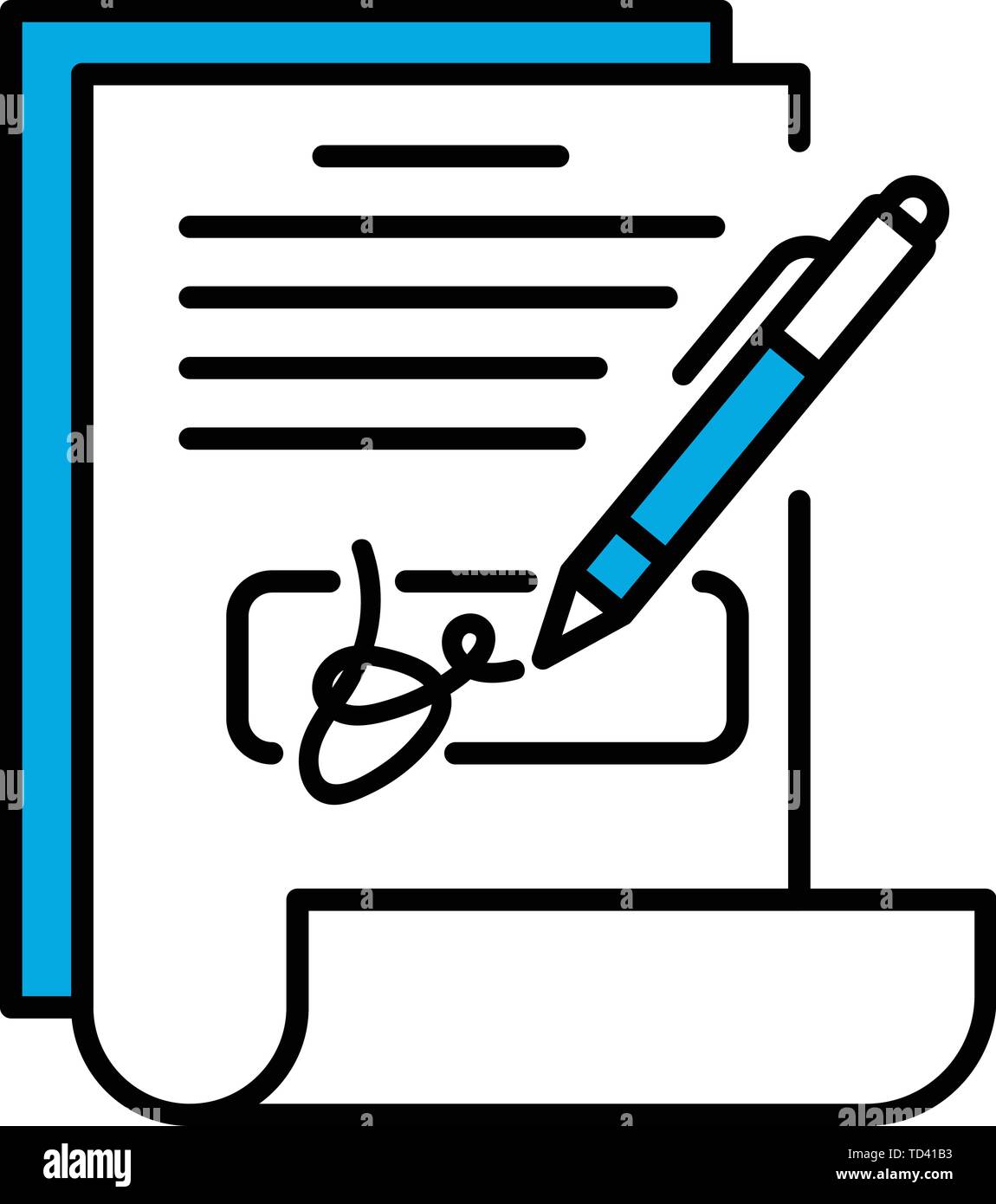 Document signature icon, outline style Stock Vector Image & Art - Alamy