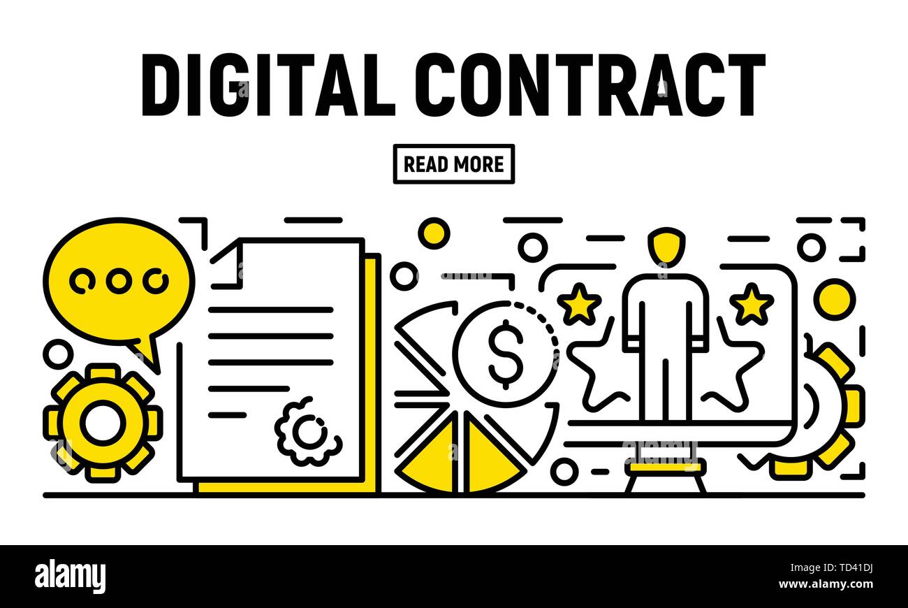 Modern digital contract banner, outline style Stock Vector Image & Art ...