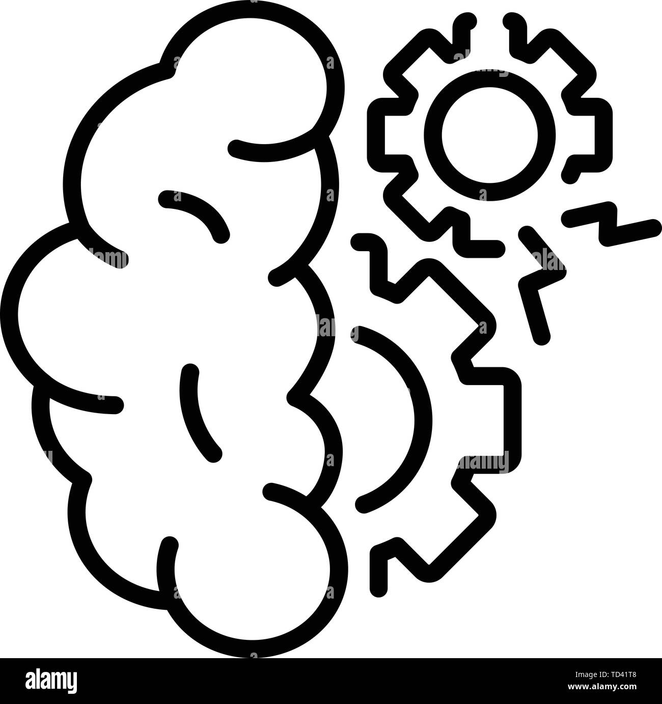 Gear brain icon, outline style Stock Vector Image & Art - Alamy