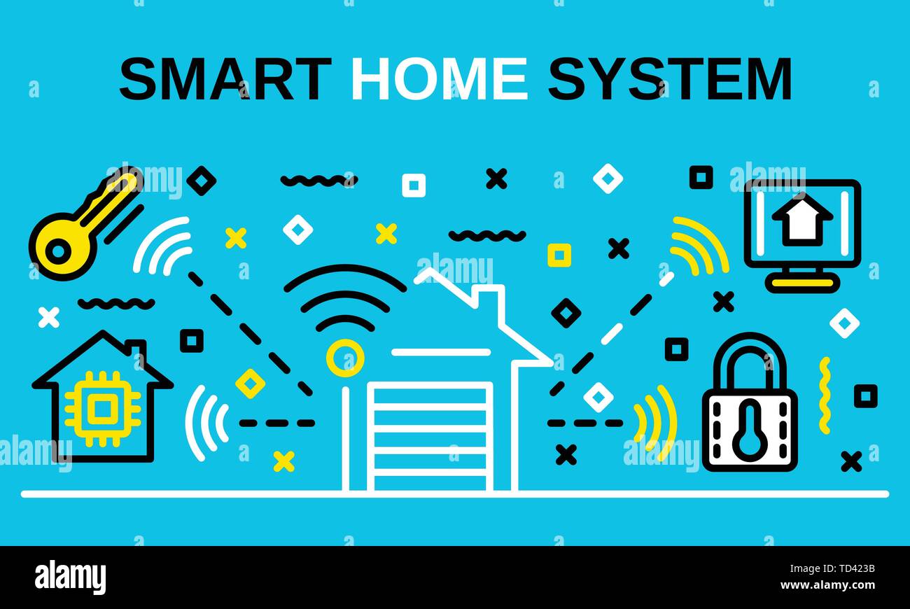 Smart house banner outline Stock Vector Images - Alamy