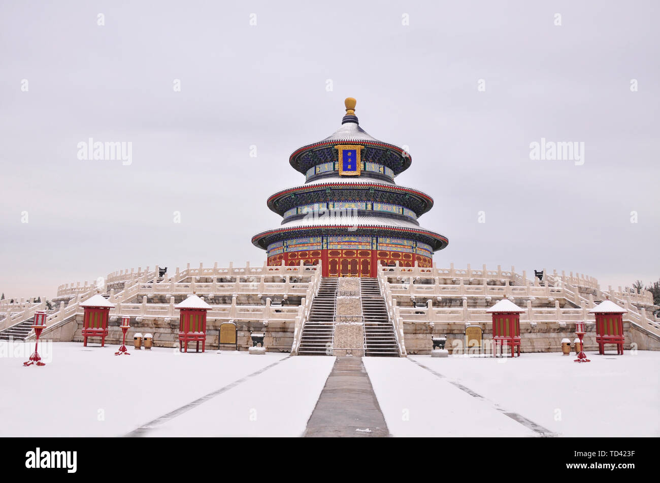 Snowy view of the Temple of the Temple of Heaven Stock Photo - Alamy